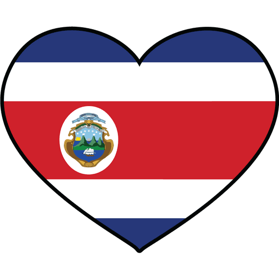 Costa Rica Flag Heart Sticker Decal / Republic of Costa Rica / San JosÃ© / Costa Rican - 4.5 ...