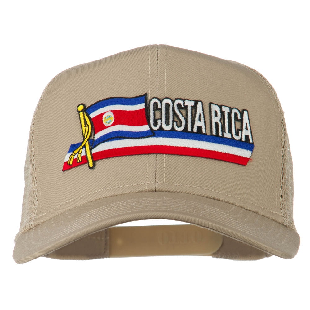 Costa Rica Flag Patched Mesh Cap - Khaki OSFM - Walmart.com