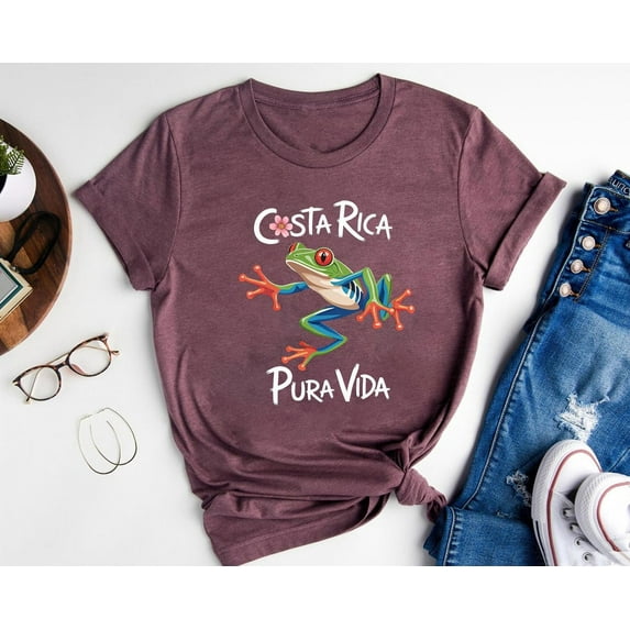 Costa Rica Frog T-Shirt: Pura Vida Red-Eyed Tree Frog Tropical Tee ...