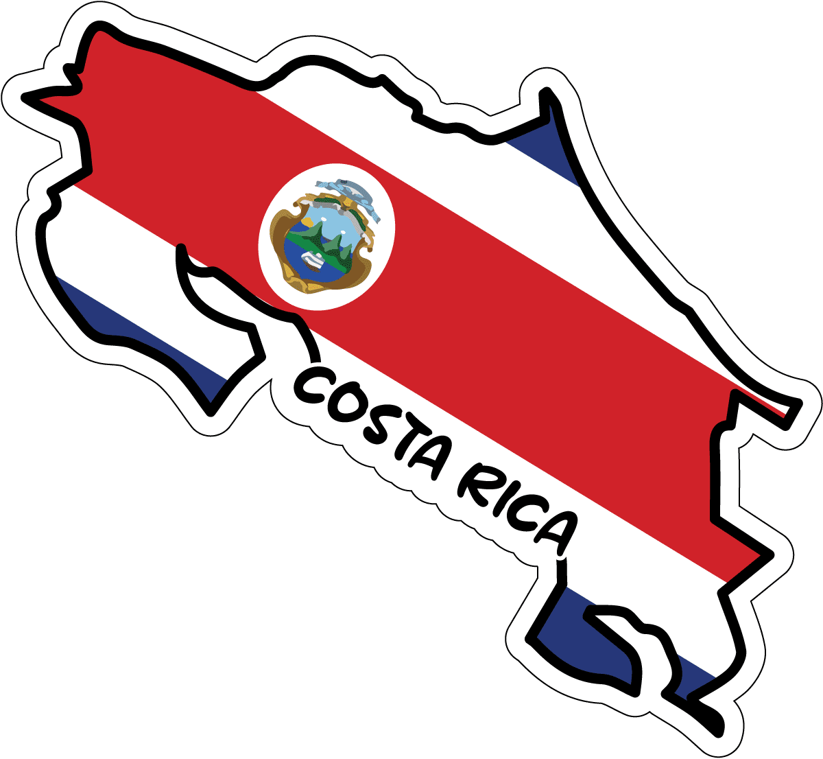 Costa Rica Map Flag Sticker Decal / Republic of Costa Rica / San JosÃ© / Costa Rican 4 Inches ...
