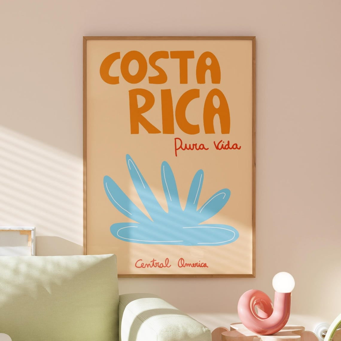 Costa Rica Poster, Preppy Travel Wall Art, Minimal Tropical Print ...