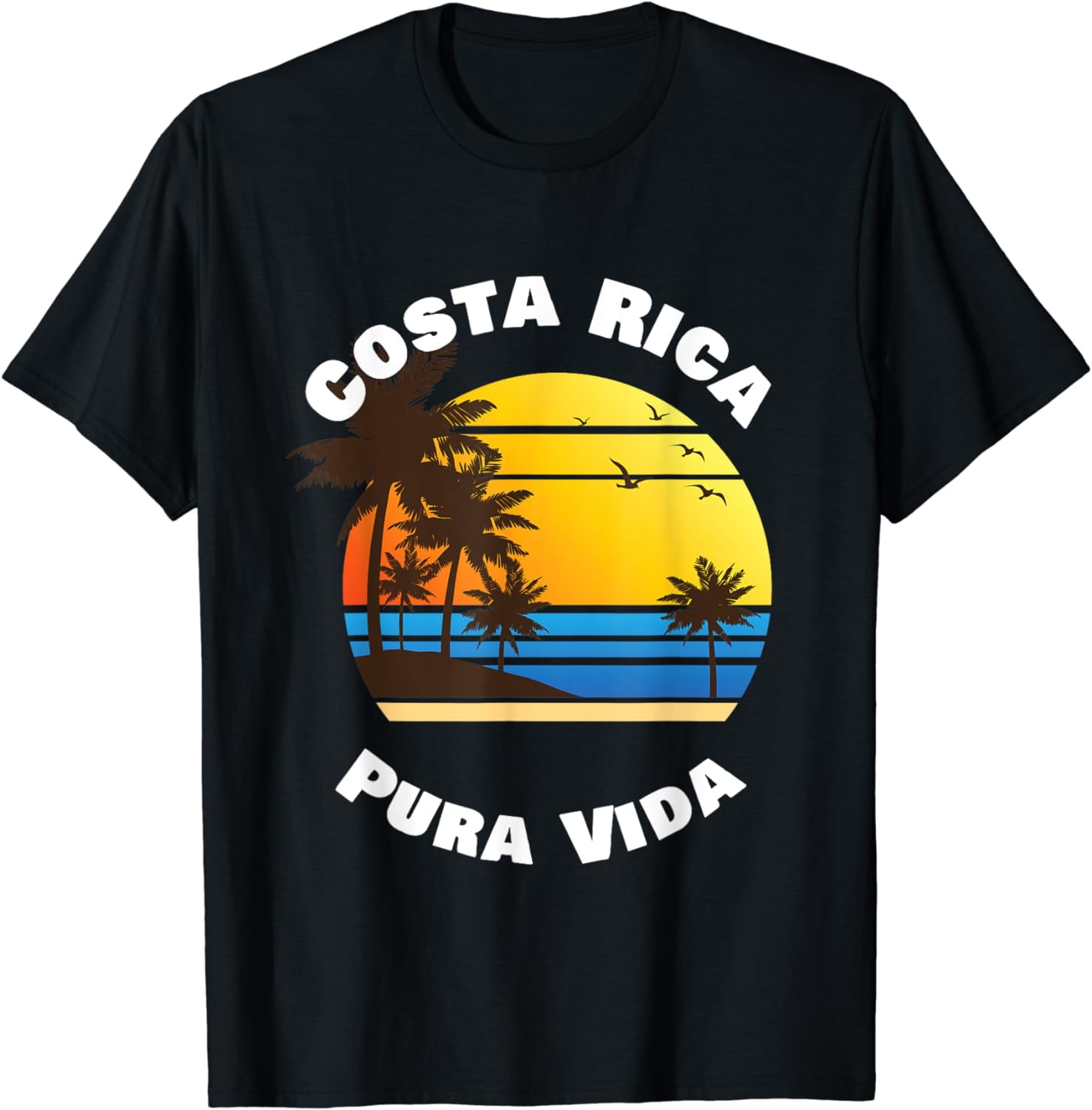 Costa Rica Pura Vida Classic Surf Style Beach Scene T-Shirt! - Walmart.com