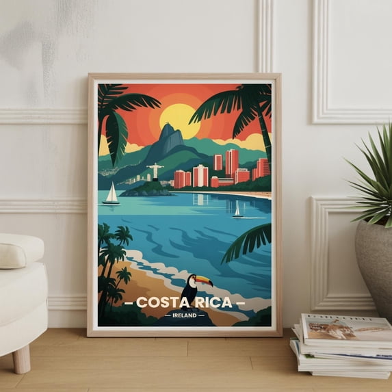 Costa Rica Retro Travel Poster Tropical Beach Wall ArtPrint, Poster ...
