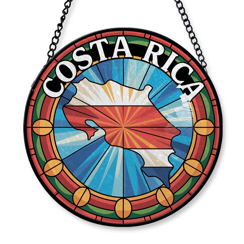 Costa Rica Travel Decor Suncatcher Stained Glass Window Hanging, Gift ...