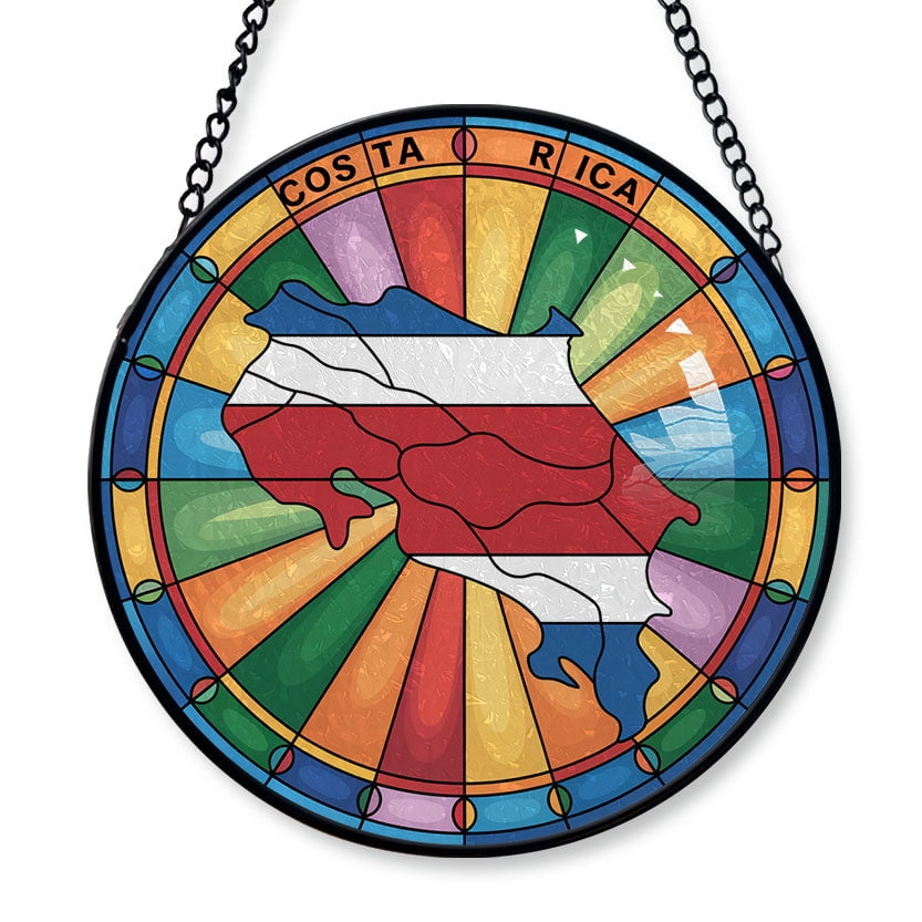 Costa Rica Travel Decor Suncatcher Stained Glass Window Hanging, Gift ...