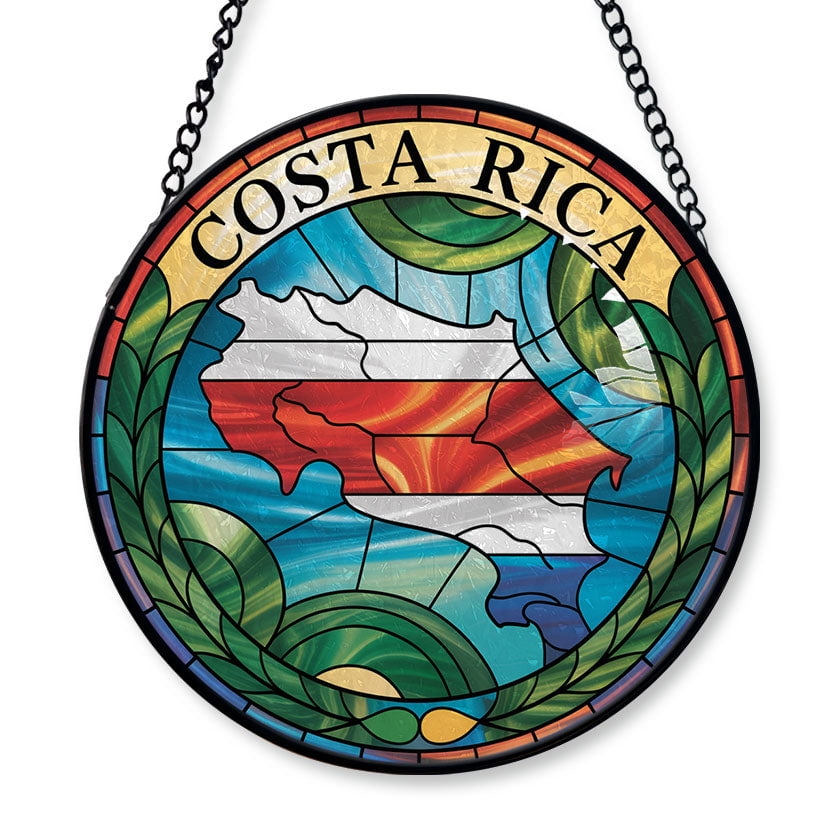 Costa Rica Travel Decor Suncatcher Stained Glass Window Hanging, Gift ...