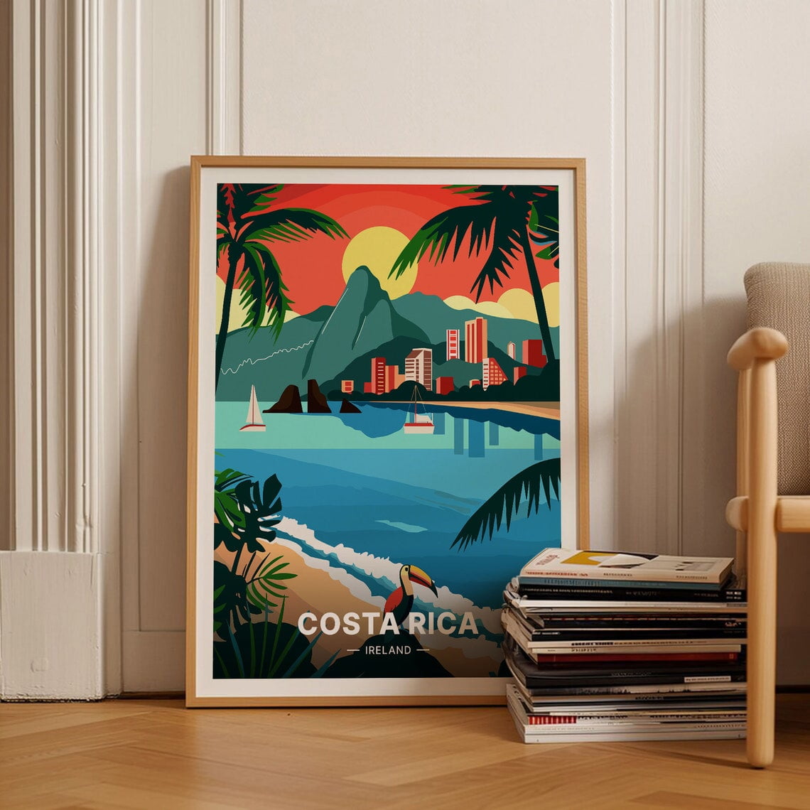 Costa Rica Travel Poster, Tropical Decor, Retro Travel Wall Art, South American Adventure, Home ...