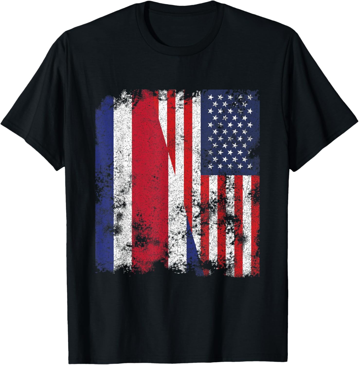 Costa Rica USA Flag Distressed - Half American T-ShirtMen's and women's gift, black and white T ...