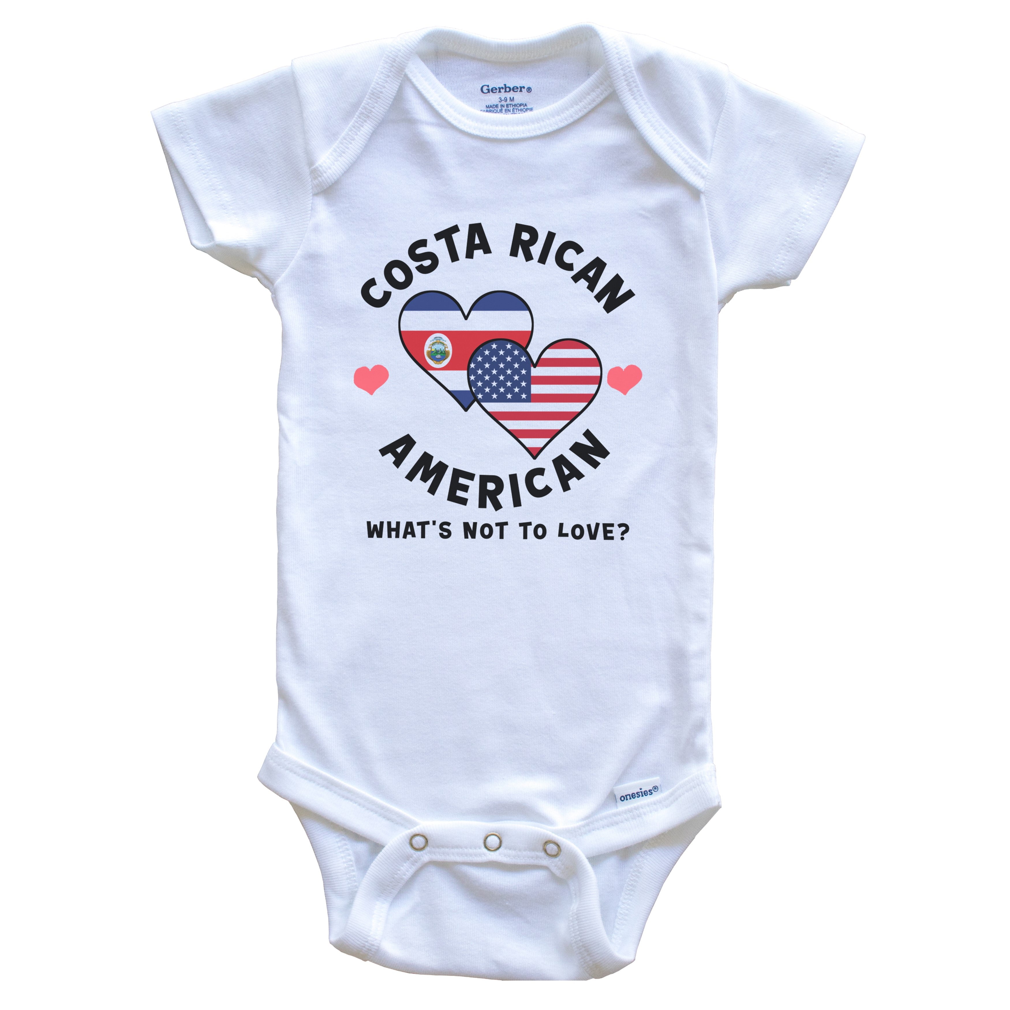 Costa Rican American What's Not To Love Heart Flags Baby Bodysuit ...