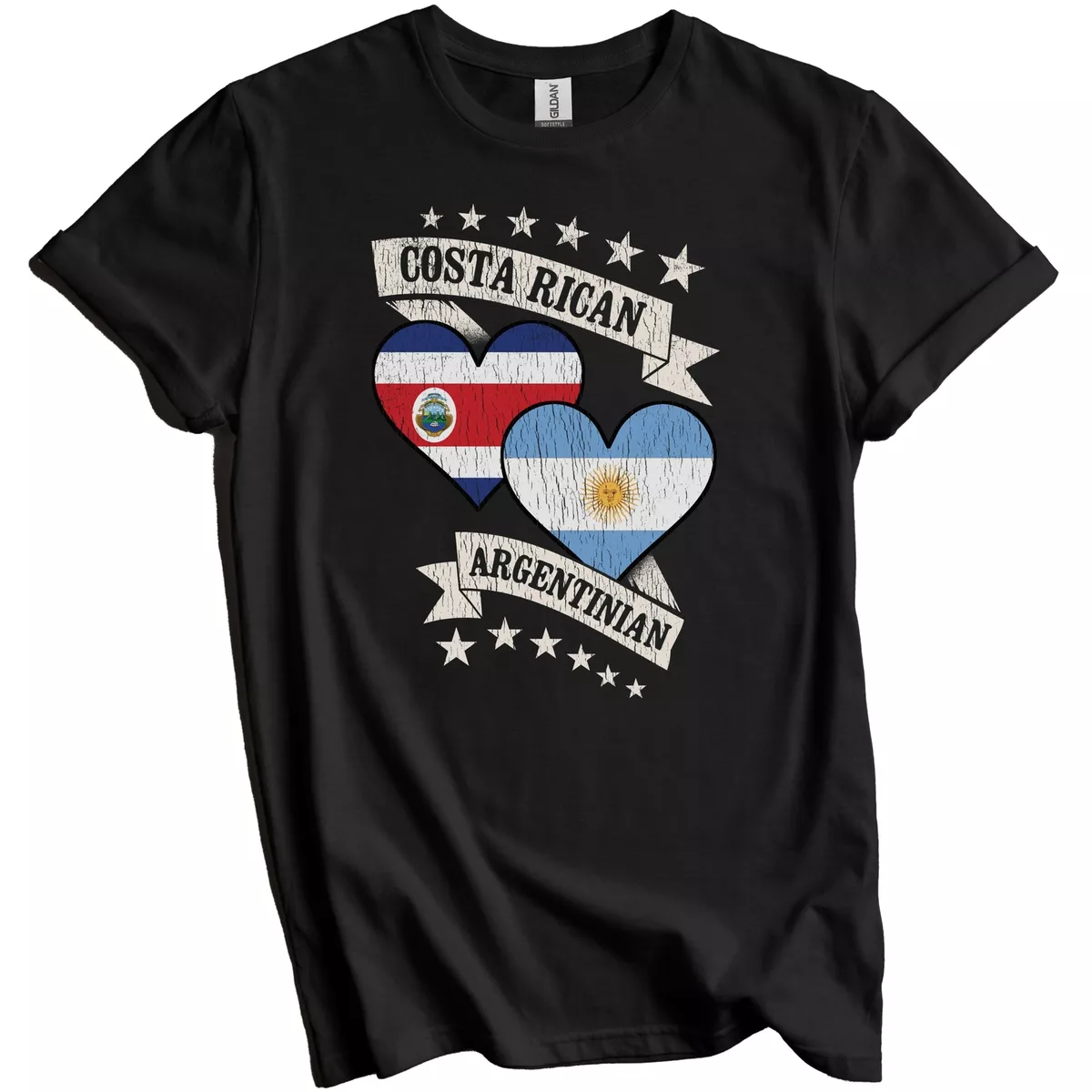 Costa Rican Argentinian Heart Flags Costa Rica Argentina T-Shirt Gift ...