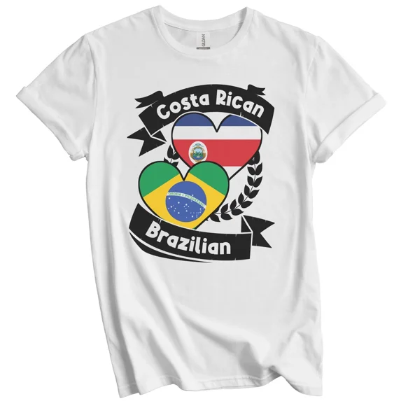 Costa Rican Brazilian Heart Flags Costa Rica Brazil T-Shirt - Walmart.com