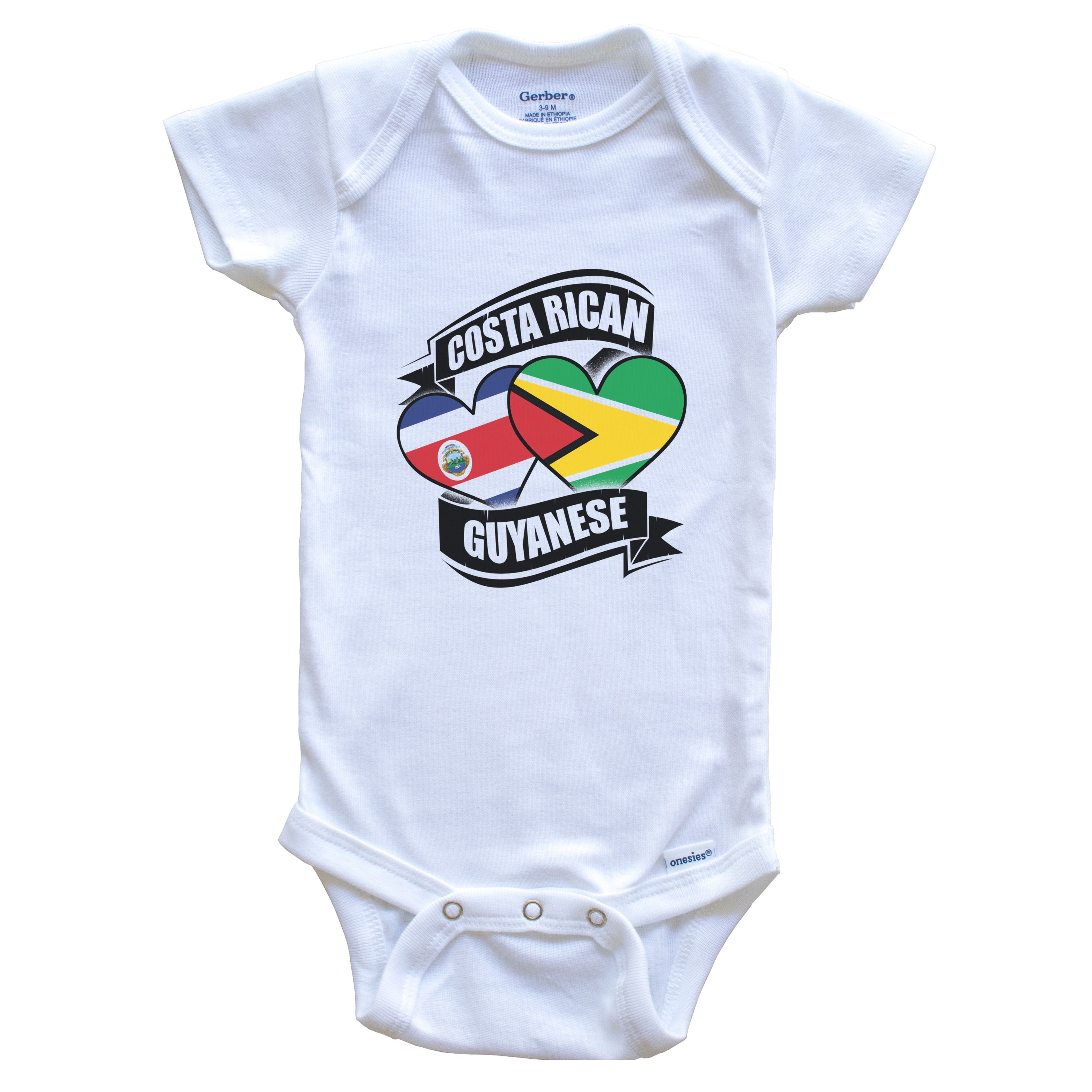 Costa Rican Guyanese Hearts Costa Rica Guyana Flags Baby Bodysuit, 6-9 ...