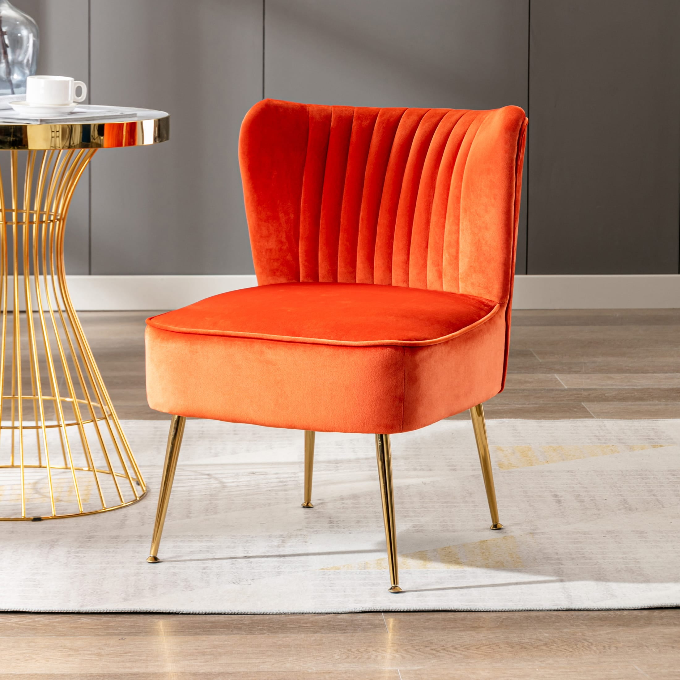 Costaelm Alaia 22" Wide Tufted Velvet Accent Chair, Orange - Walmart.com