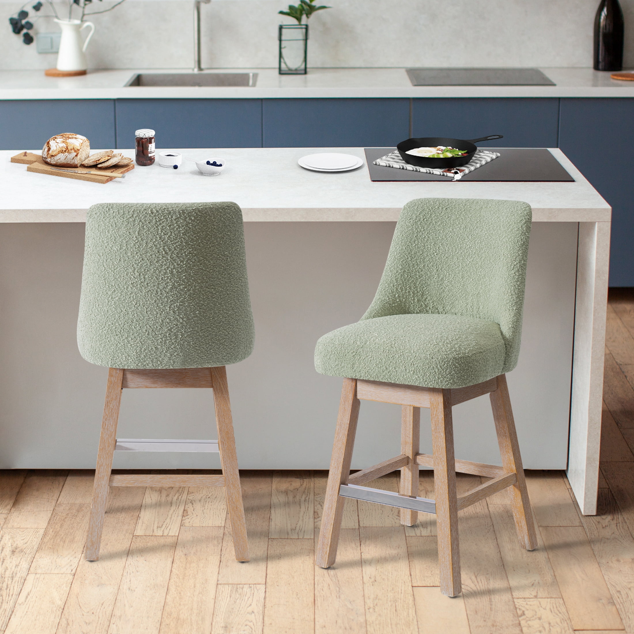 Costaelm Amélie 26" Upholstered Swivel Counter Height Bar Stools (Set ...