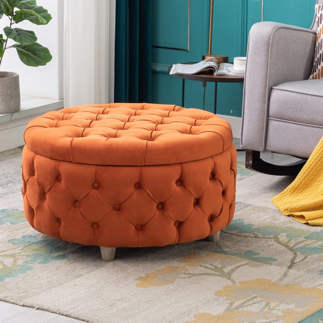 Inspiring Orange Storage Ottoman Photos