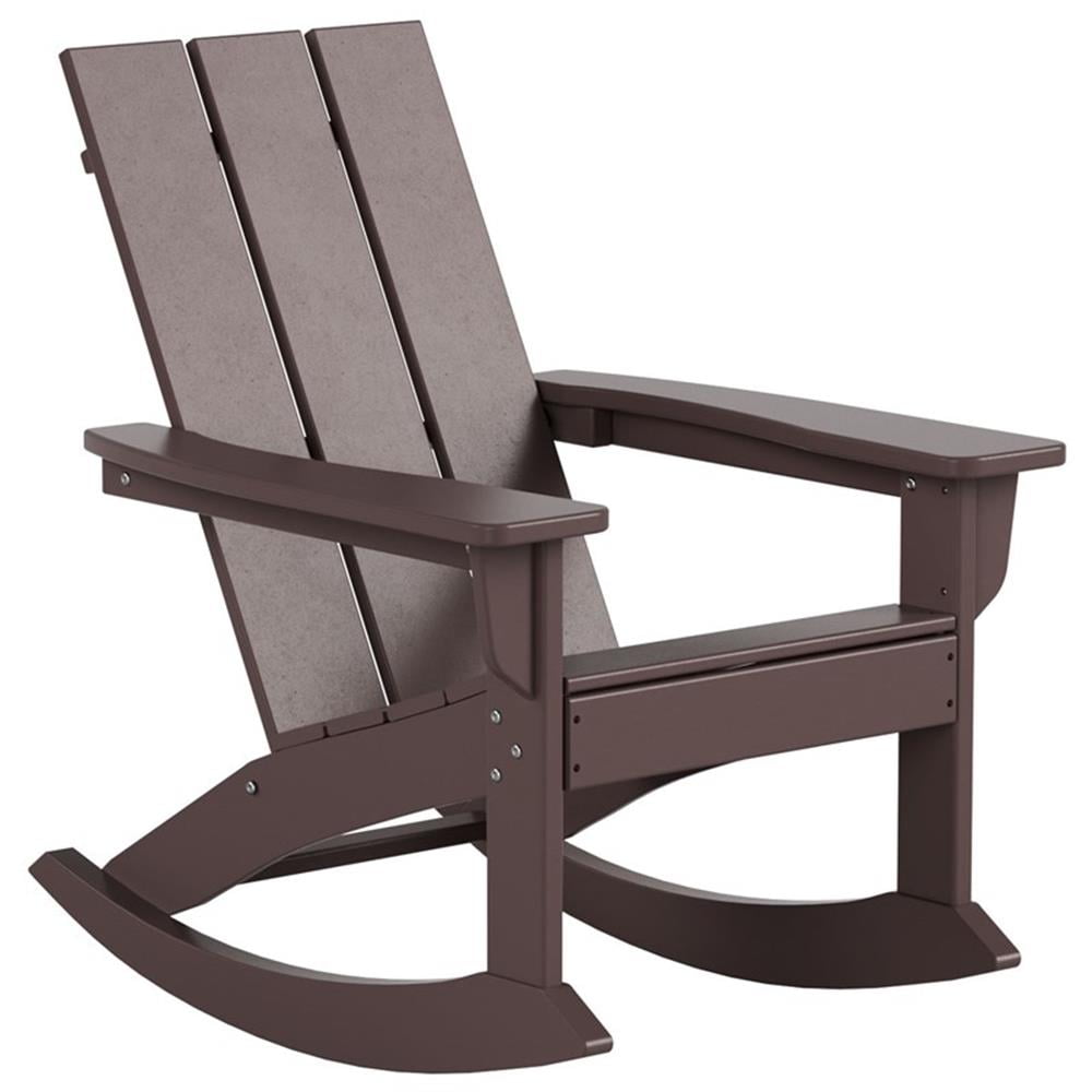 Parkdale Outdoor HDPE Plastic Adirondack Rocking Chair in Dark Brown ...