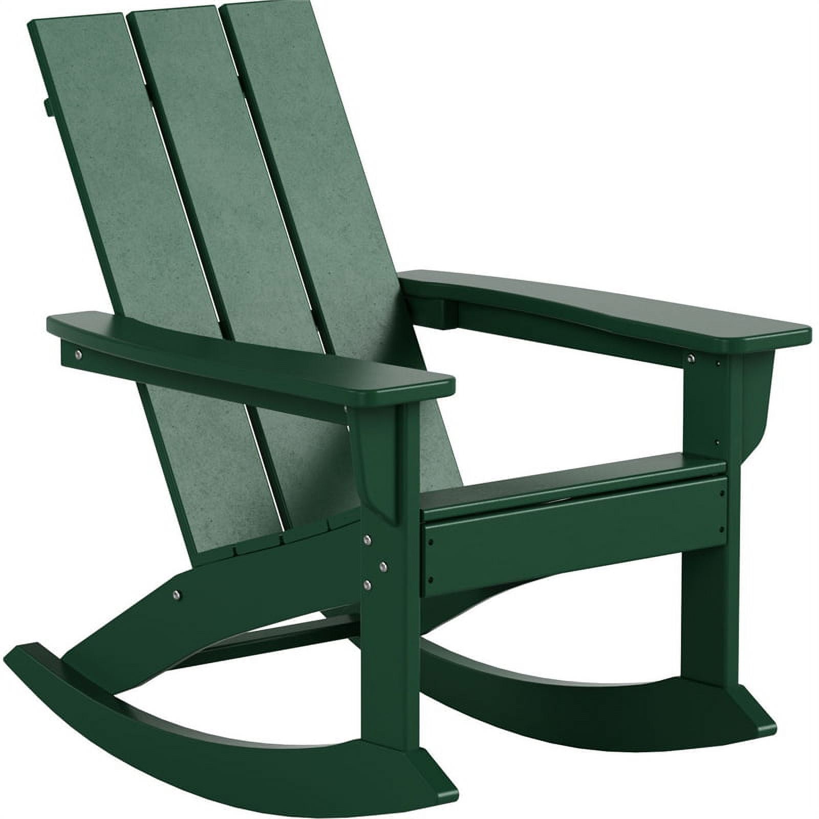 Costaelm Palms Outdoor HDPE Plastic Adirondack Rocking Chair, Dark ...