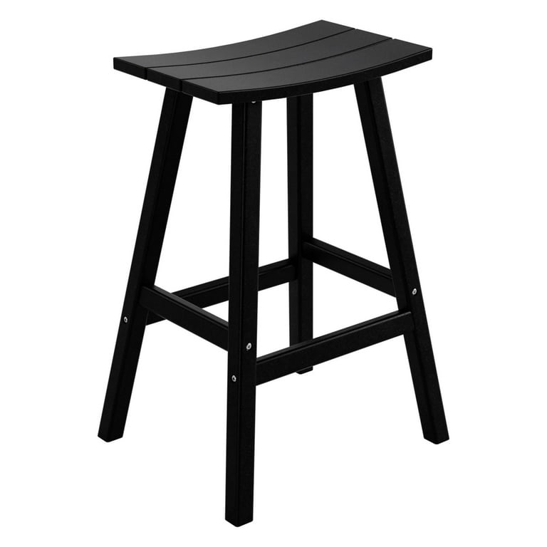 Florence Outdoor 29 HDPE Plastic Saddle Seat Barstool in Black