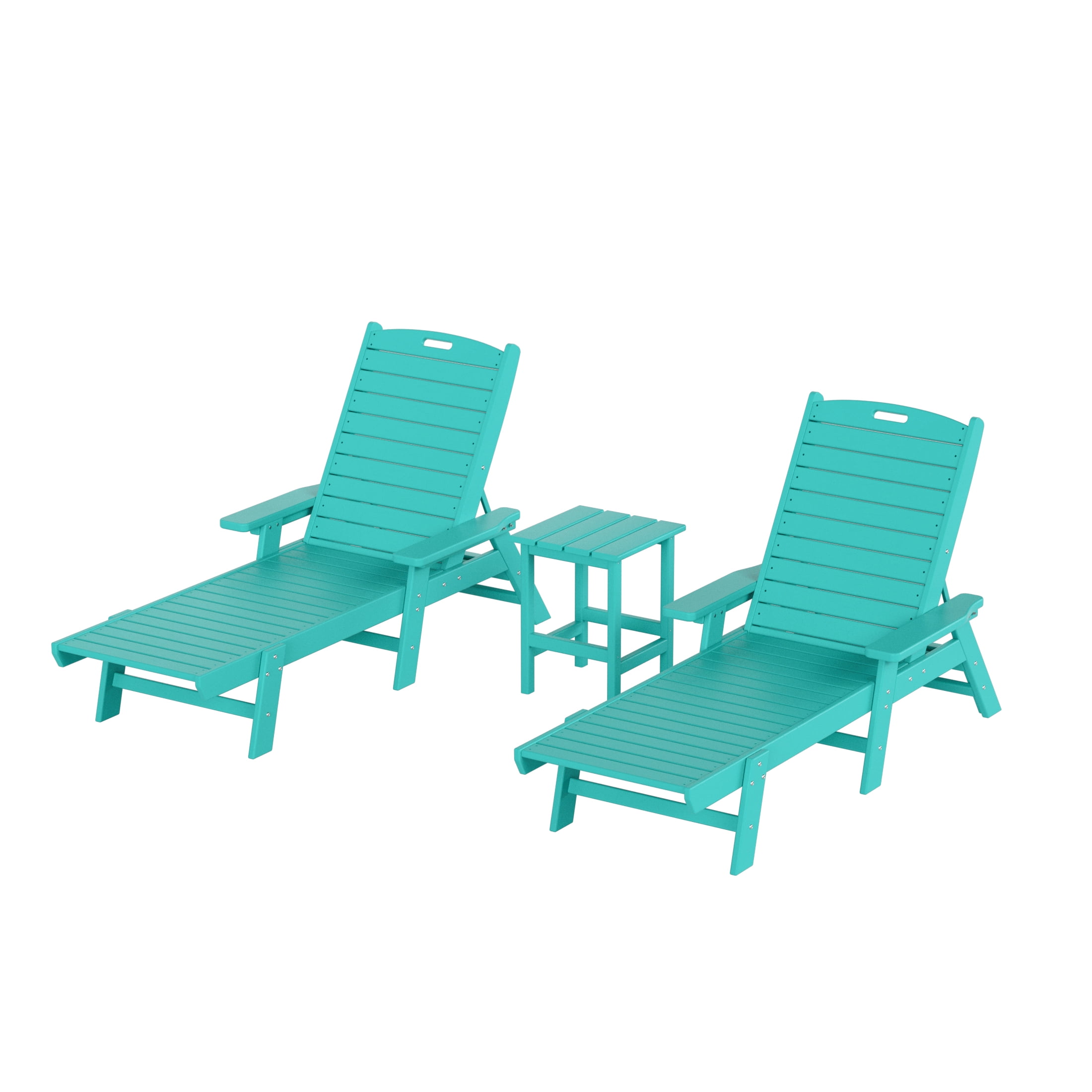 Costaelm Paradise 3-Piece Adirondack Outdoor Chaise Lounge with Arm and ...