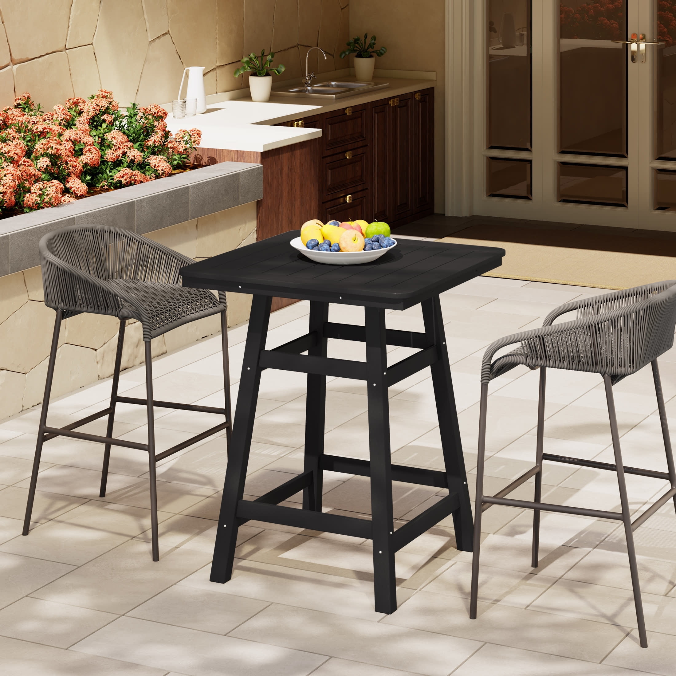 Costaelm Paradise 30" Square Outdoor Patio Counter High Bistro Bar ...