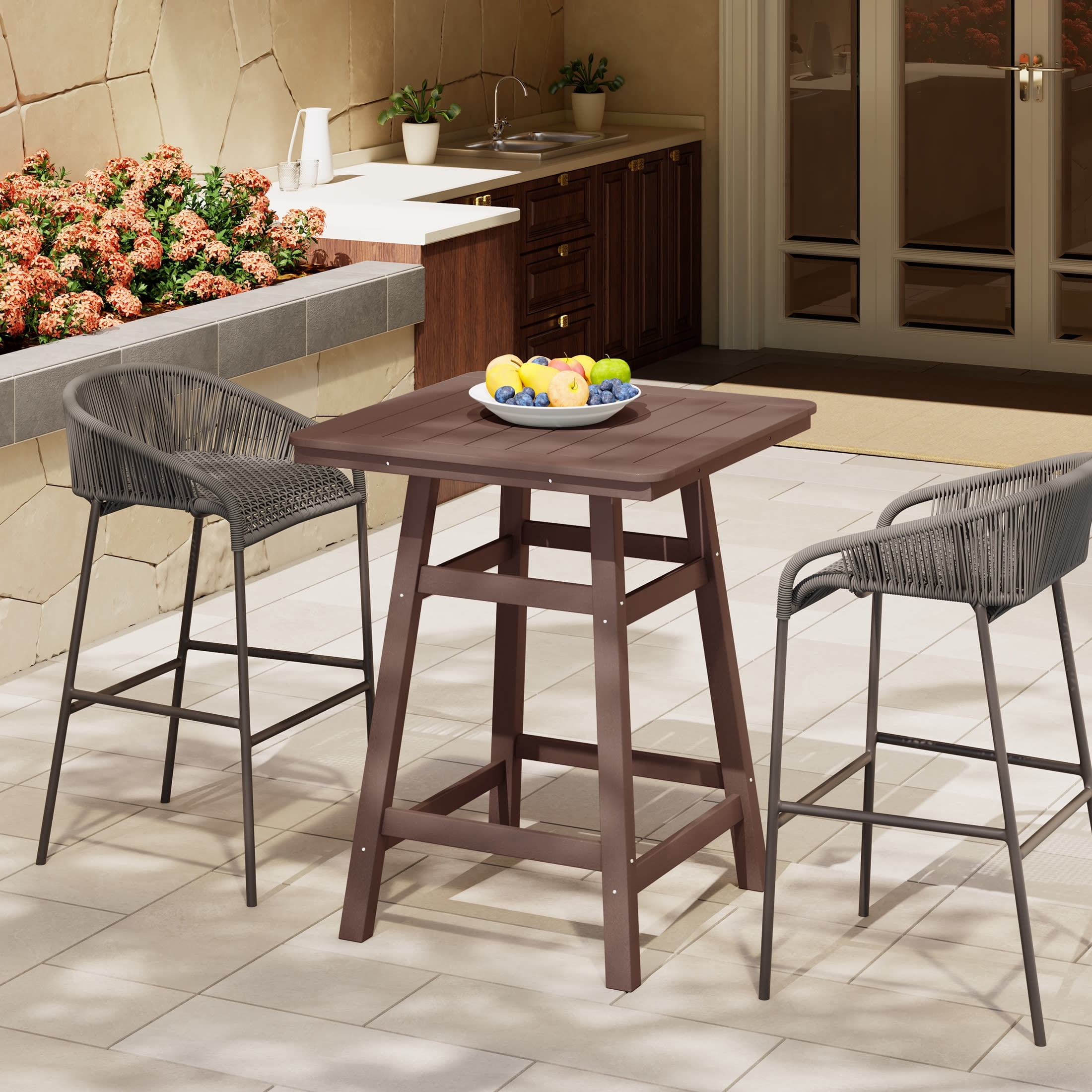 Costaelm Paradise 30" Square Outdoor Patio Counter High Bistro Bar ...