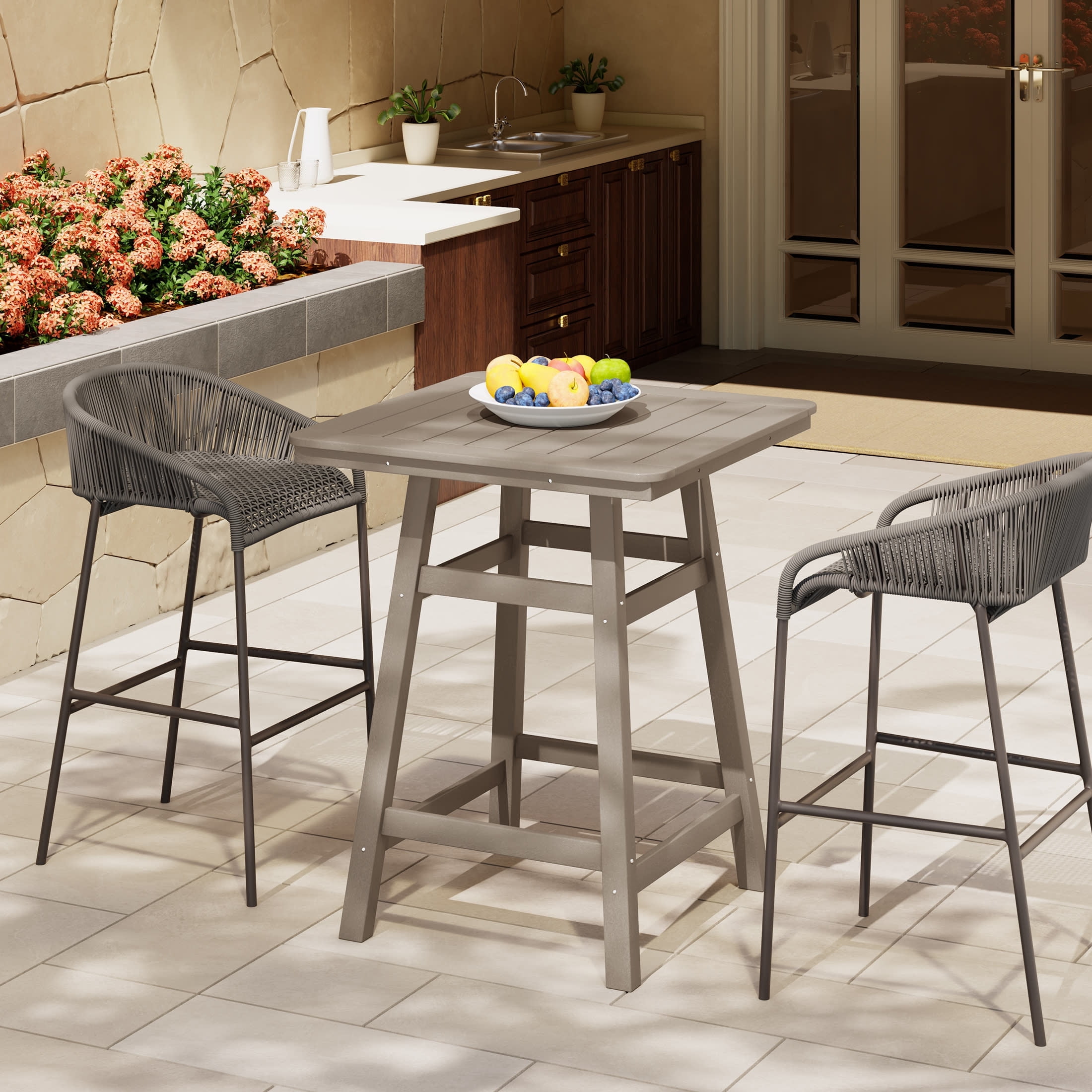 Costaelm Paradise 30" Square Outdoor Patio Counter High Bistro Bar ...