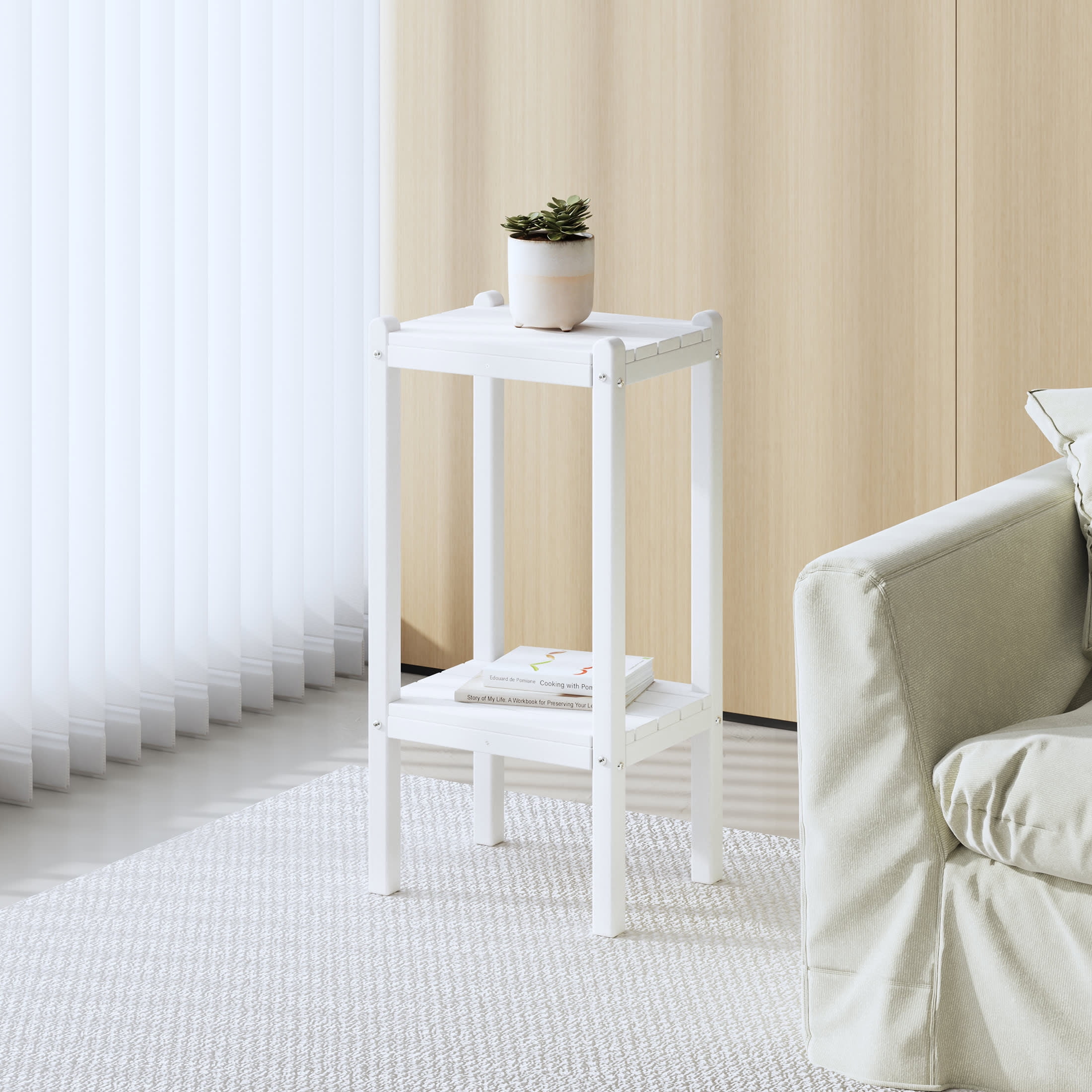 Costaelm Paradise 36" Outdoor Adirondack HDPE 2-Tier Patio Side Table ...