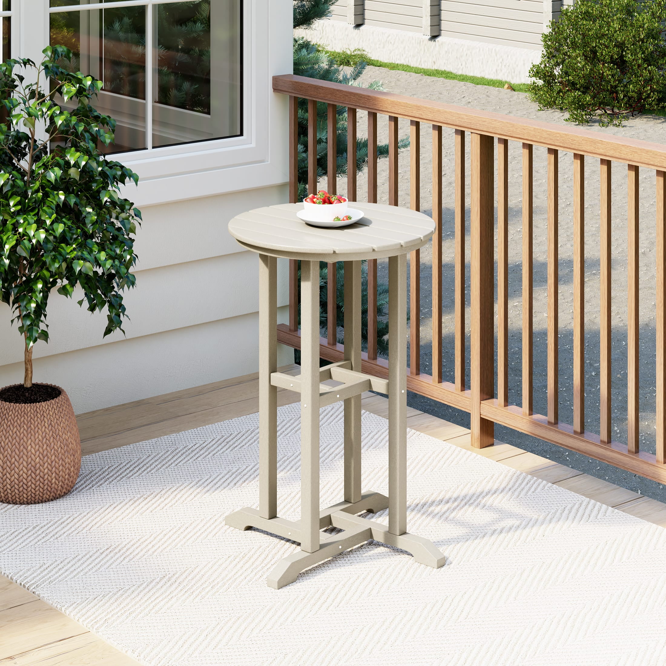 Costaelm Paradise 37" Counter Height Round Outdoor Patio Cocktail Bar ...