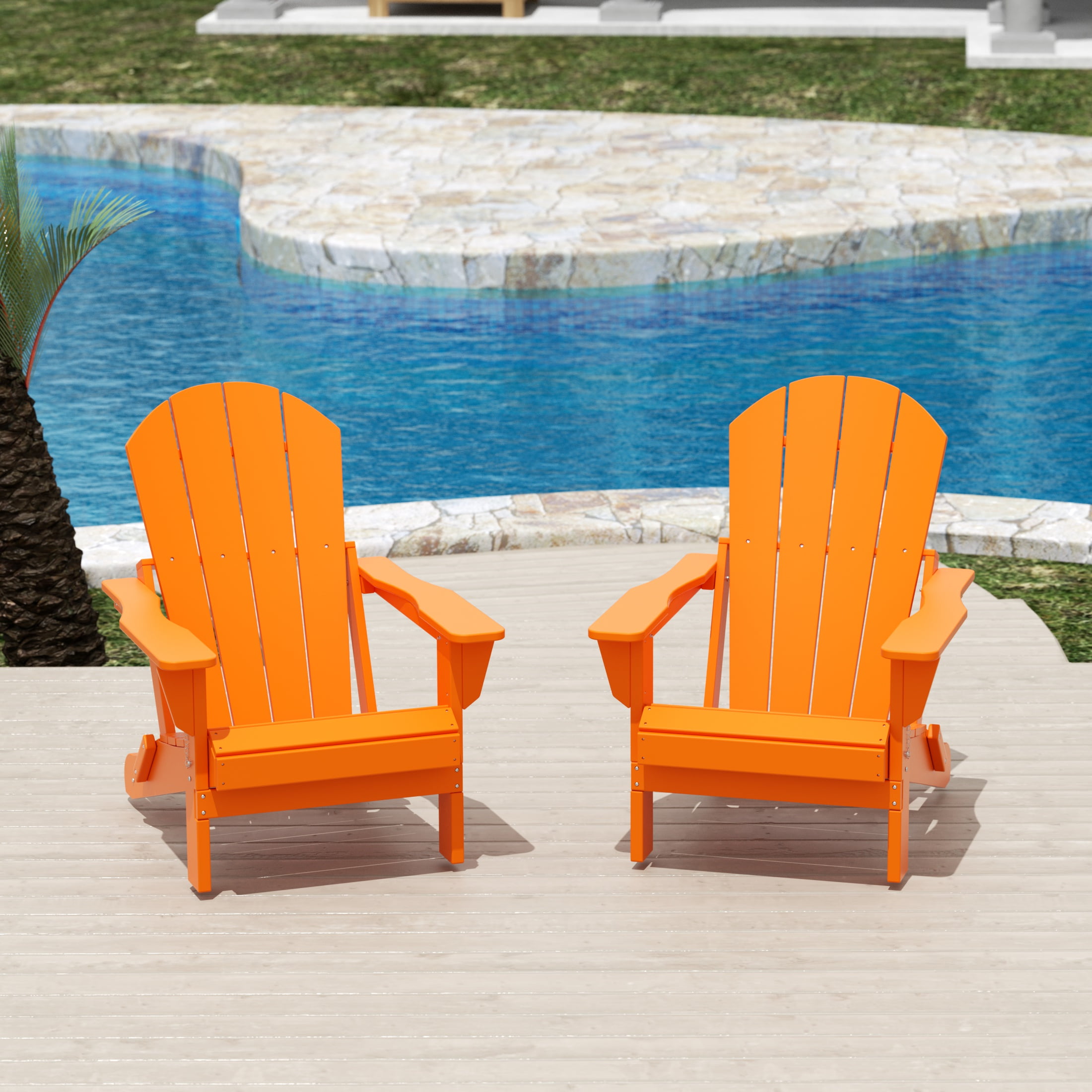Paradise Outdoor Folding Poly Adirondack Chair Set of 2