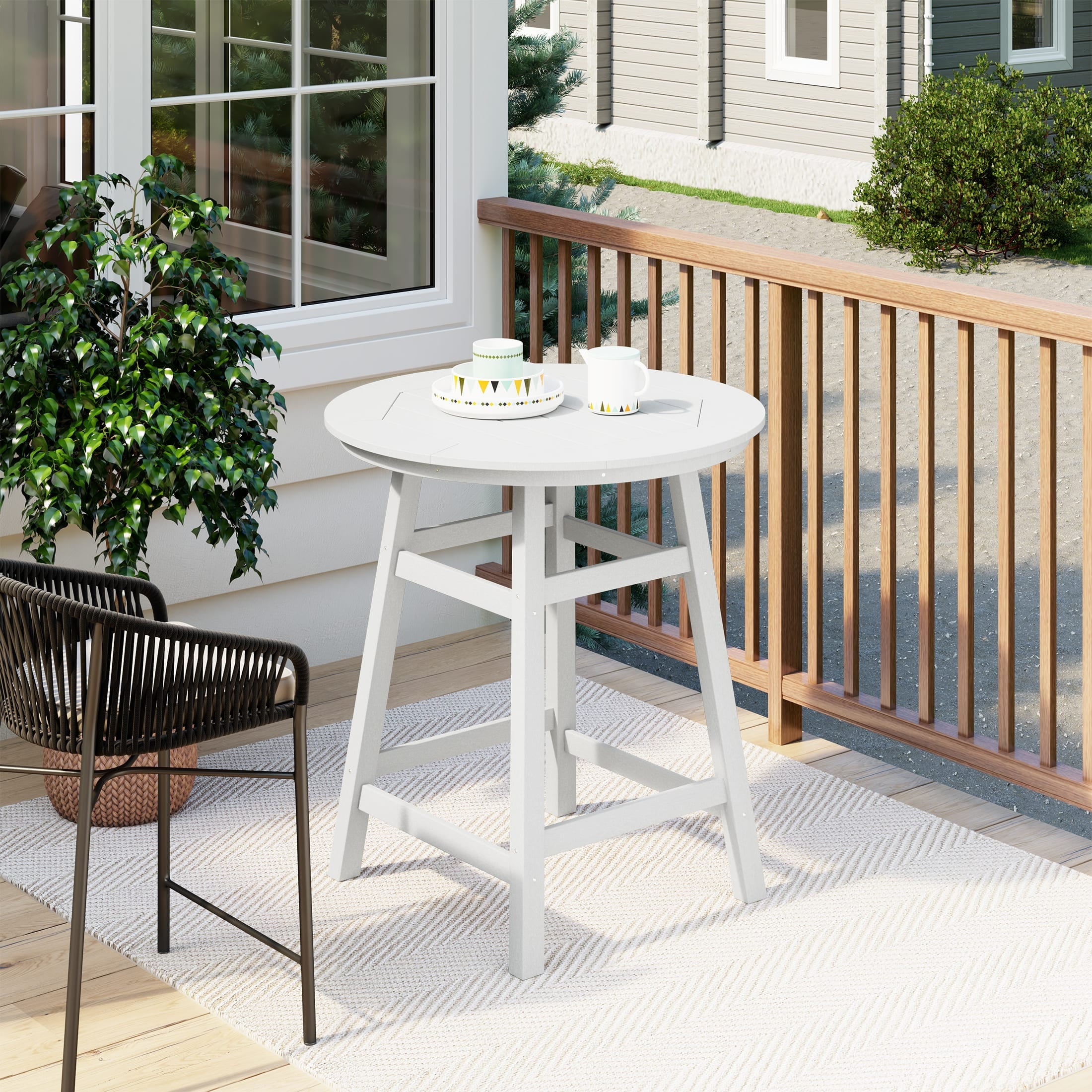 Costaelm High Bistro Furniture 35" Round Counter Height Patio Dining ...