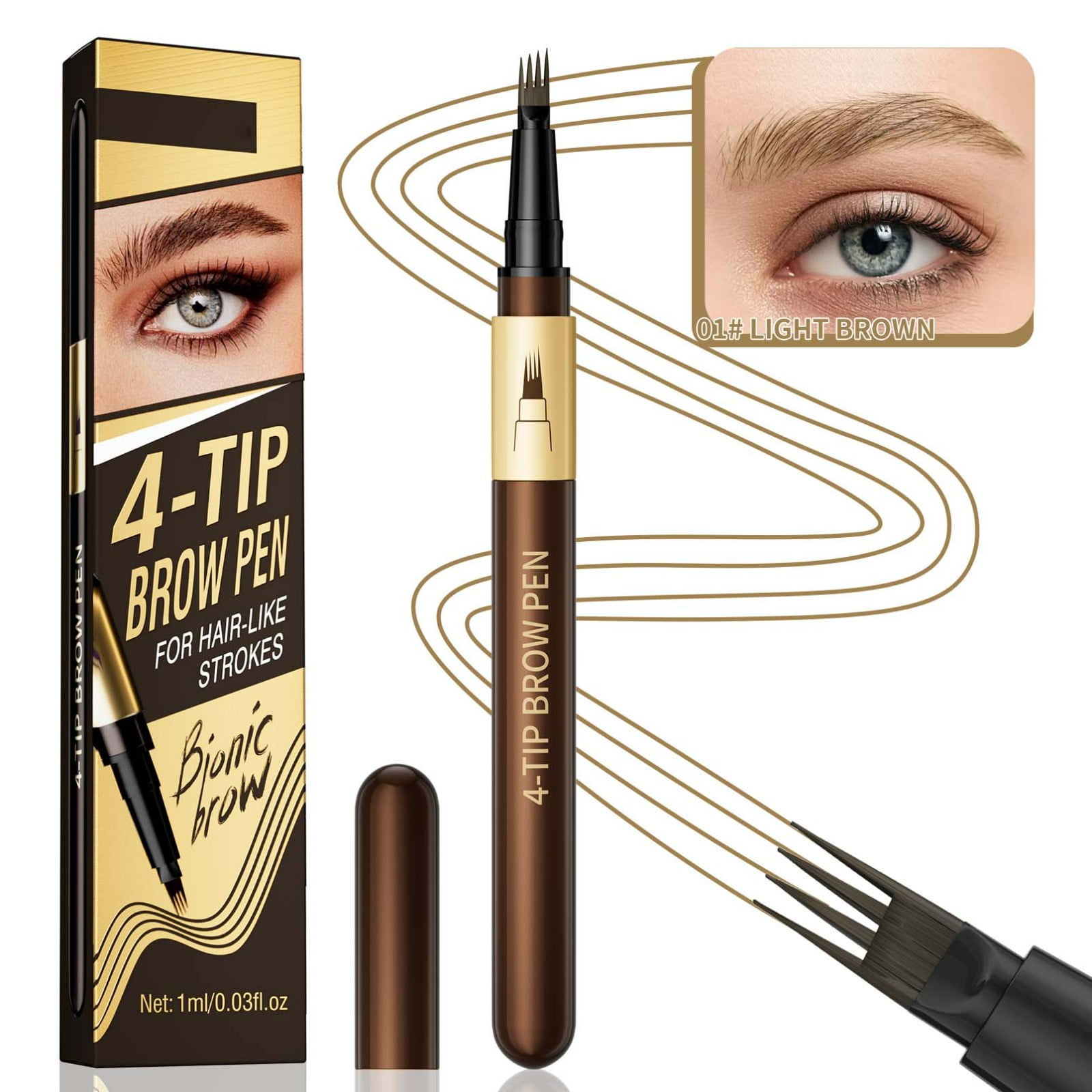 Costeam 0.03 Oz Four Pronged Eyebrow Pencil Waterproof Sweat Proof ...