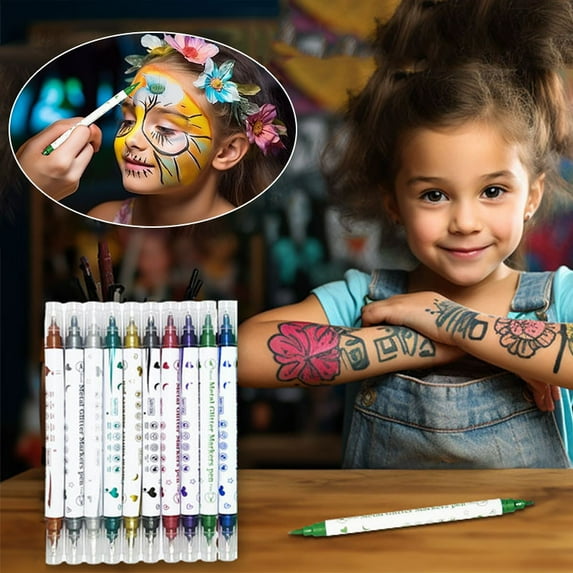 Costeam 10 Color Nail Art and Tattoo Marker Set Dual Ended Design for ...