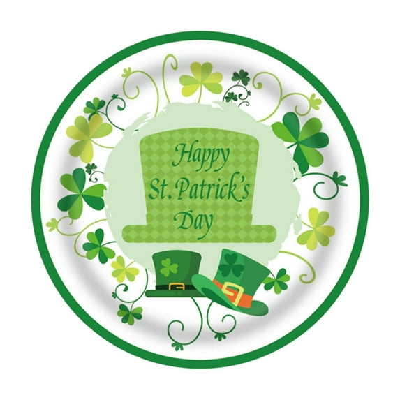 Costeam 16 Piece St Patrick's Day Shamrock Paper Plate Set，Disposable ...