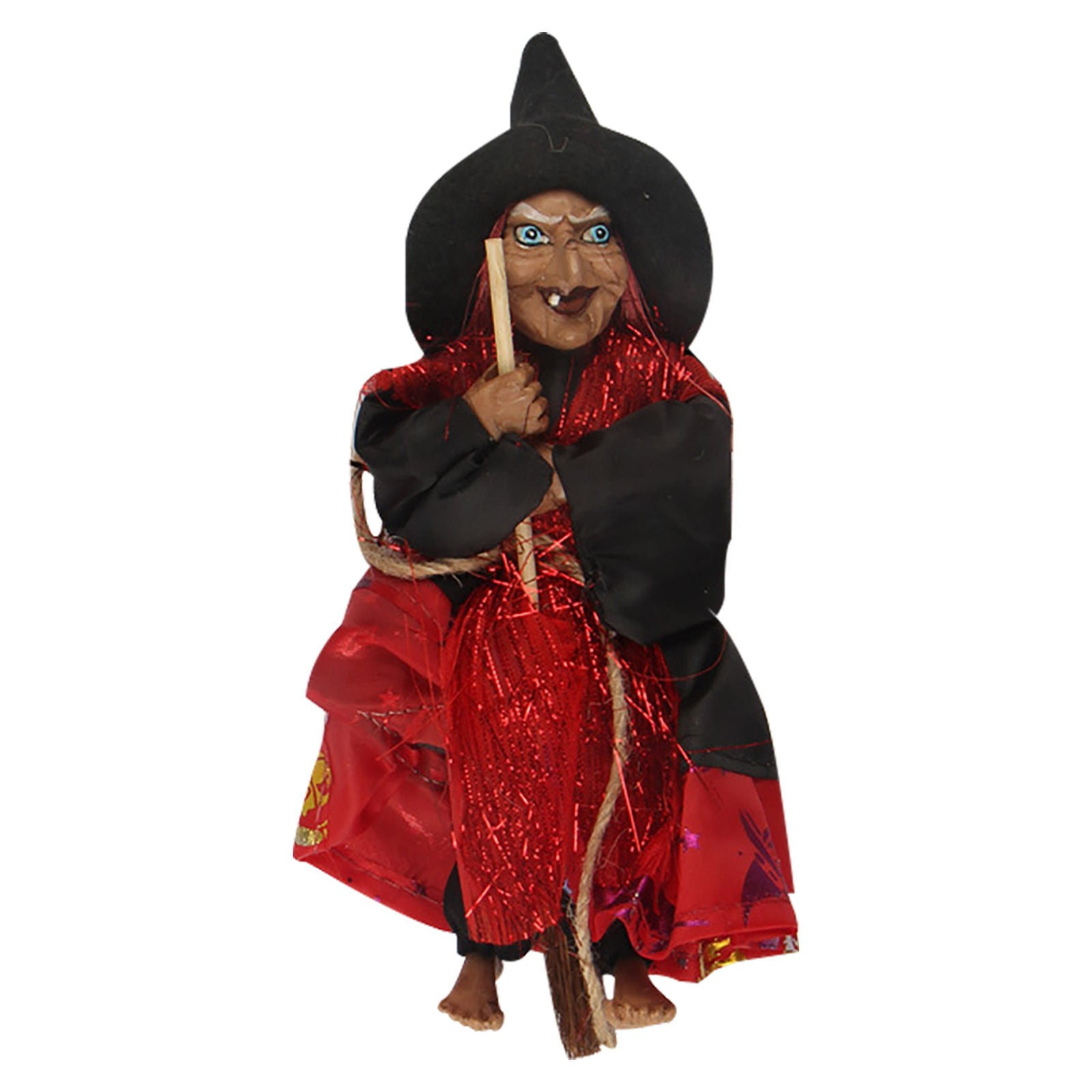 Costeam 2025 New Halloween Hanging Witch Ghost on Broomstick, Halloween ...