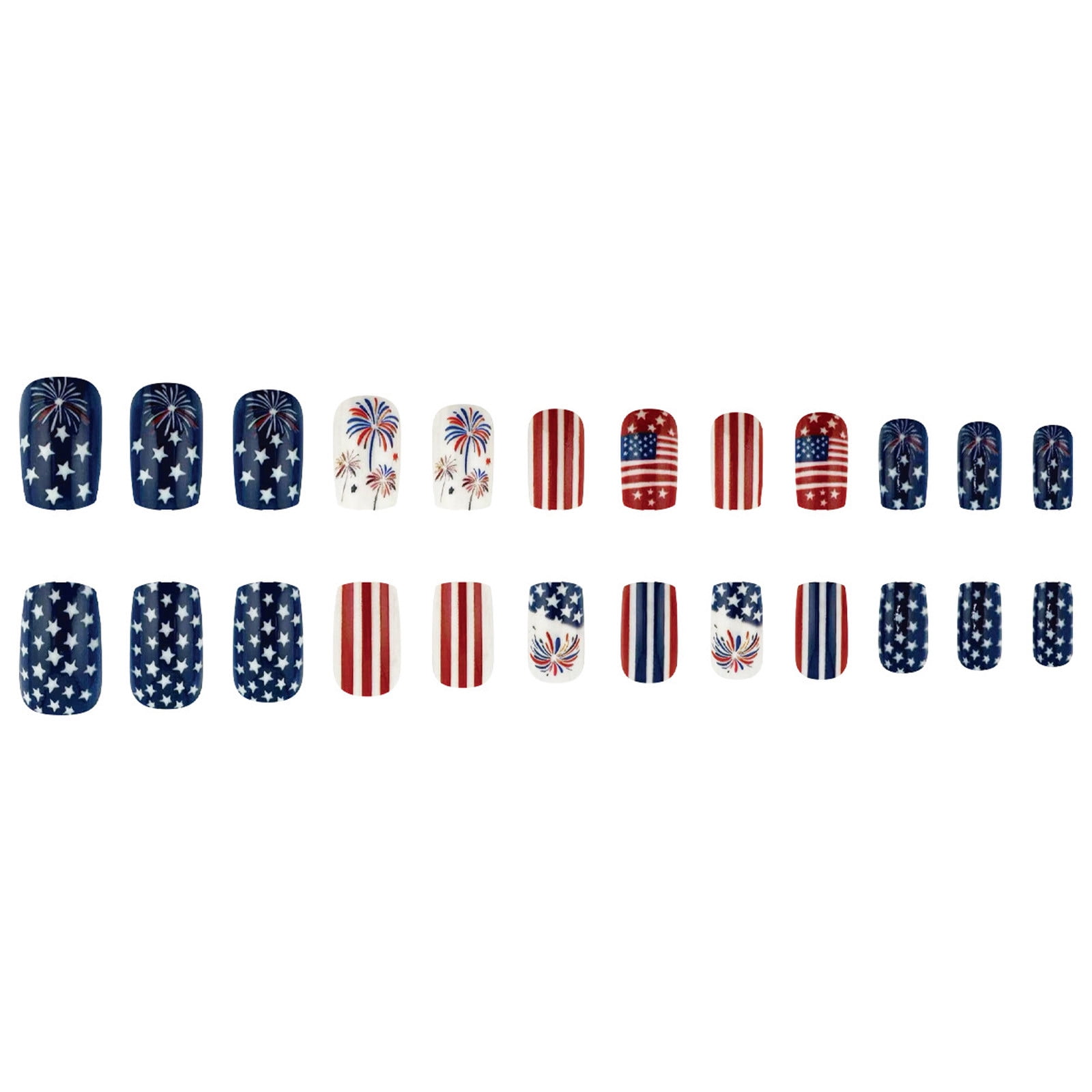 Costeam 24 Packs USA Independence Day Press On Nails，Patriotic Nails ...