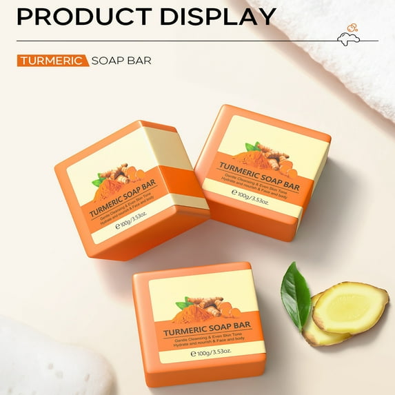 Costeam 3.53 Oz Turmeric Essential Oil Soap with Foaming Net，Deep ...