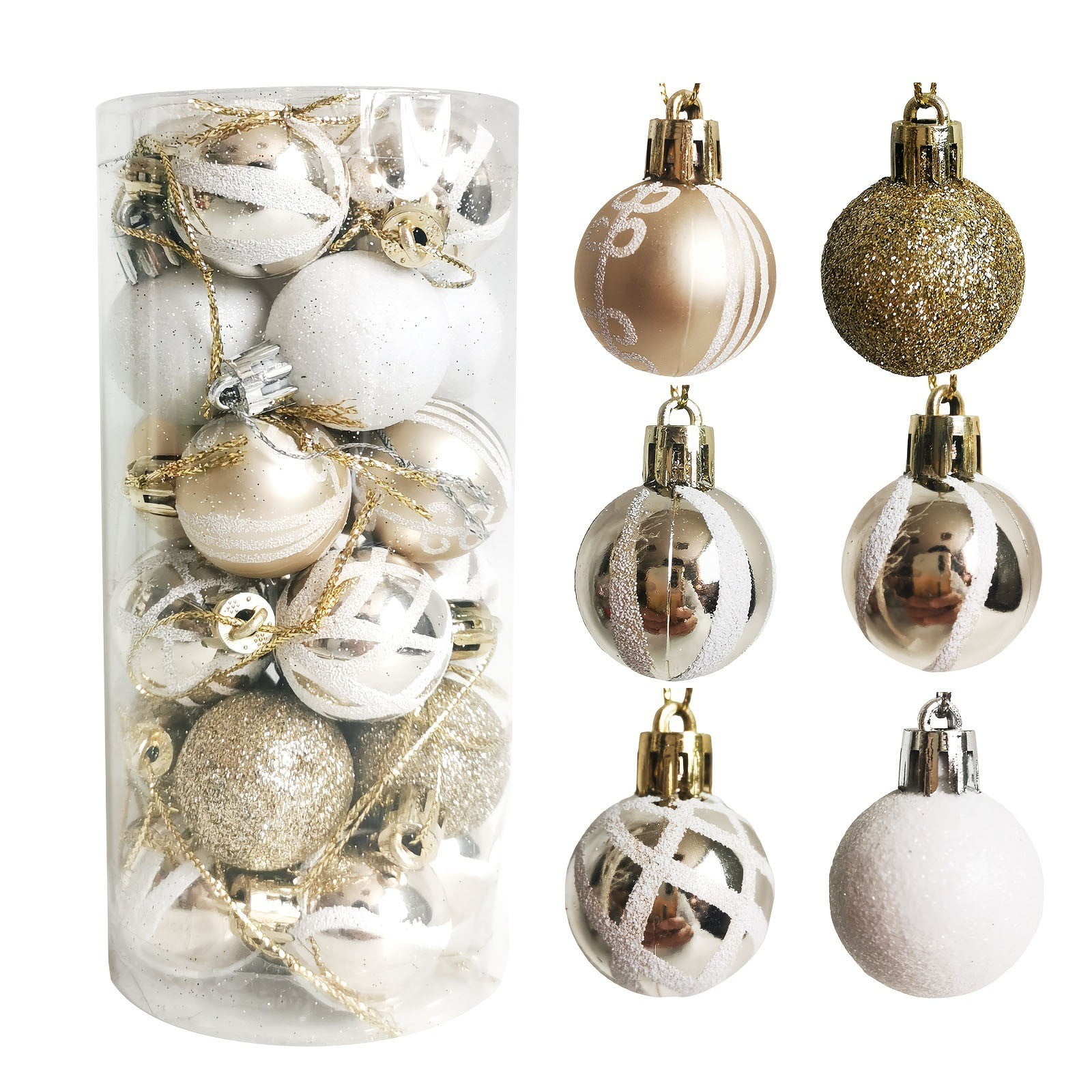 Costeam 3 CM 24 Pcs Christmas Glittering Elf Glass Ornaments for Tree ...