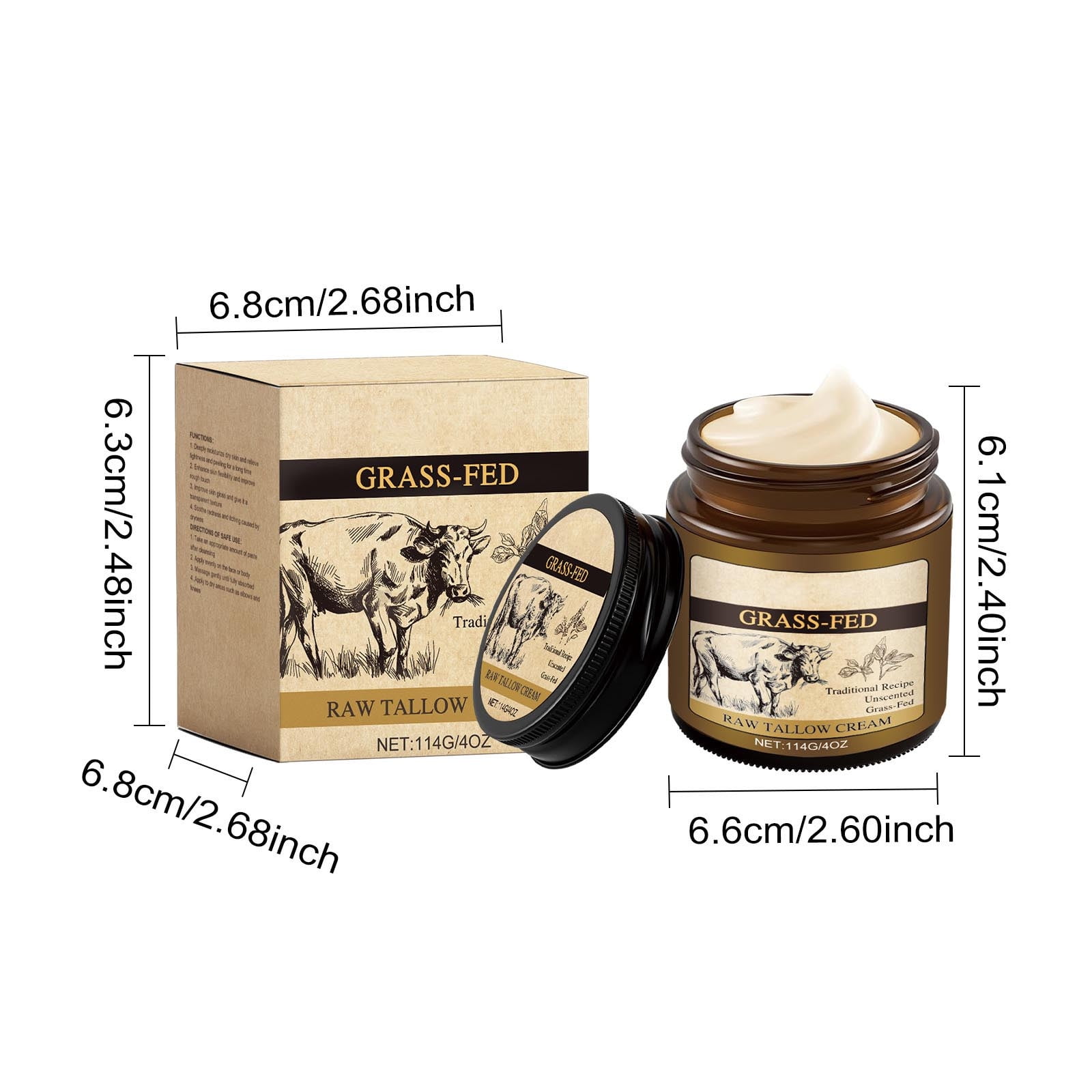 Costeam 4.02 Oz Beef Tallow Multi Purpose Nourishing Balm，Deep ...