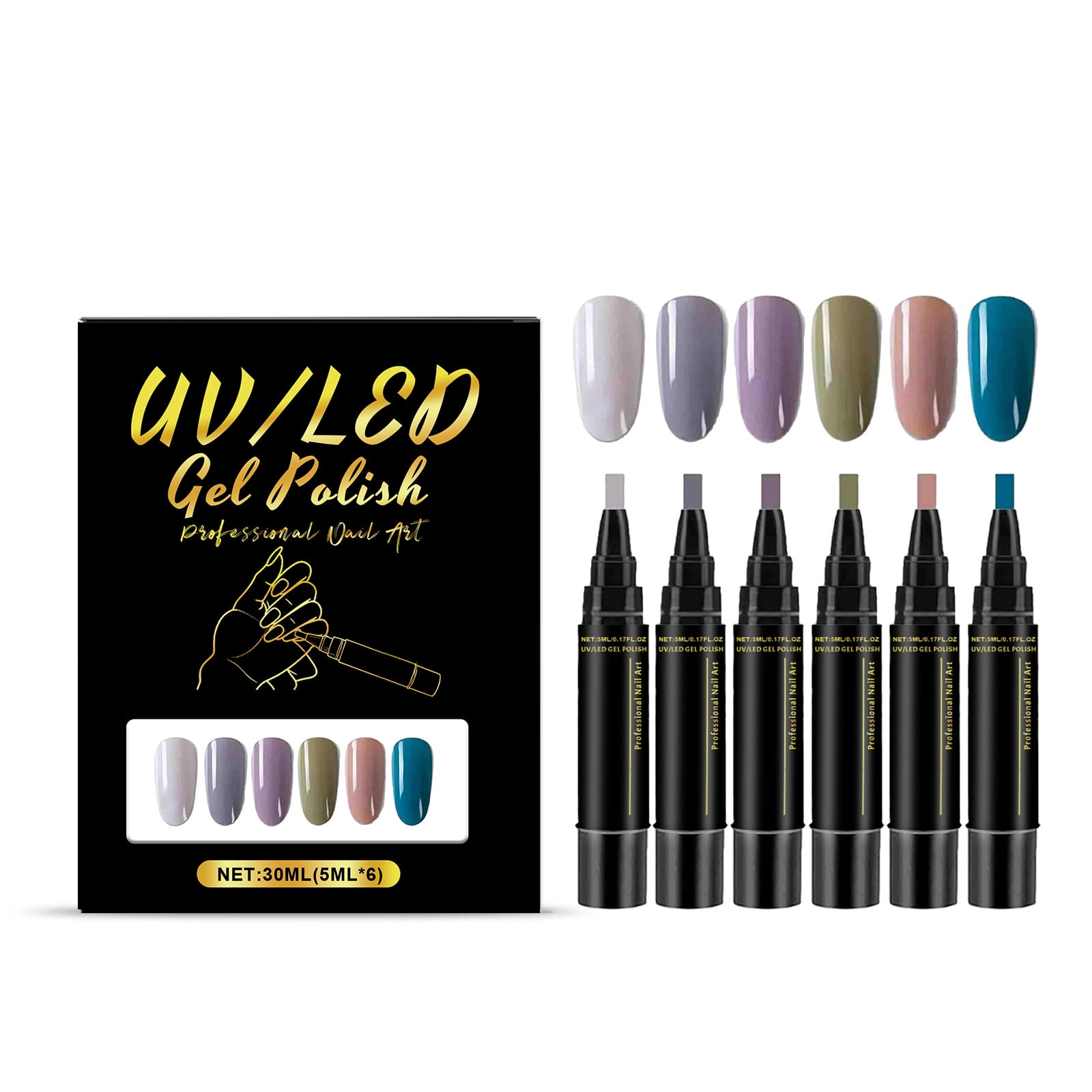 Costeam 6 Piece Nail Gel Pen Set Quick Dry Nail Art Pen for Easy Diy ...