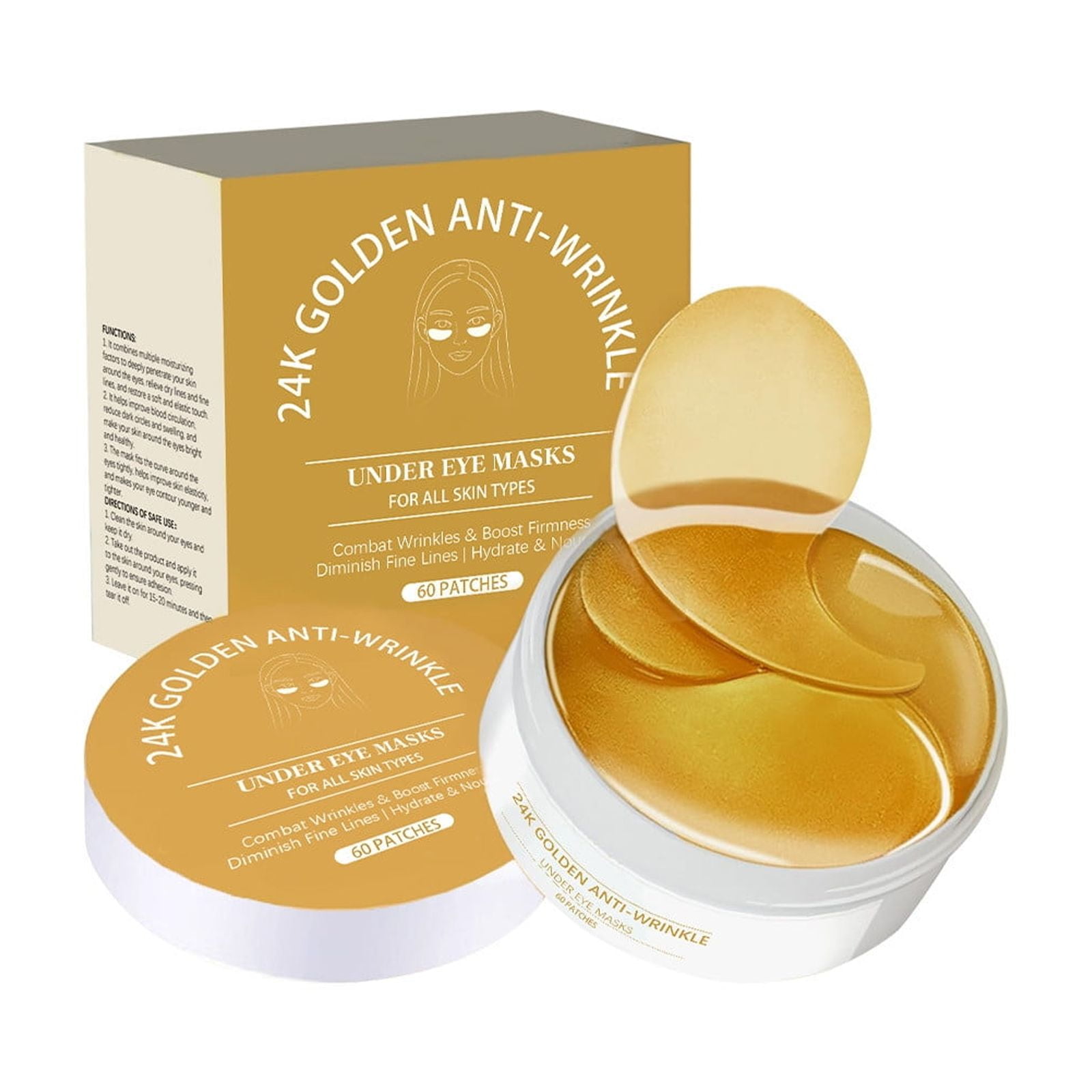 Costeam 60 Counts Gold Infused Hydrating Eye Mask Patches，Anti Aging ...