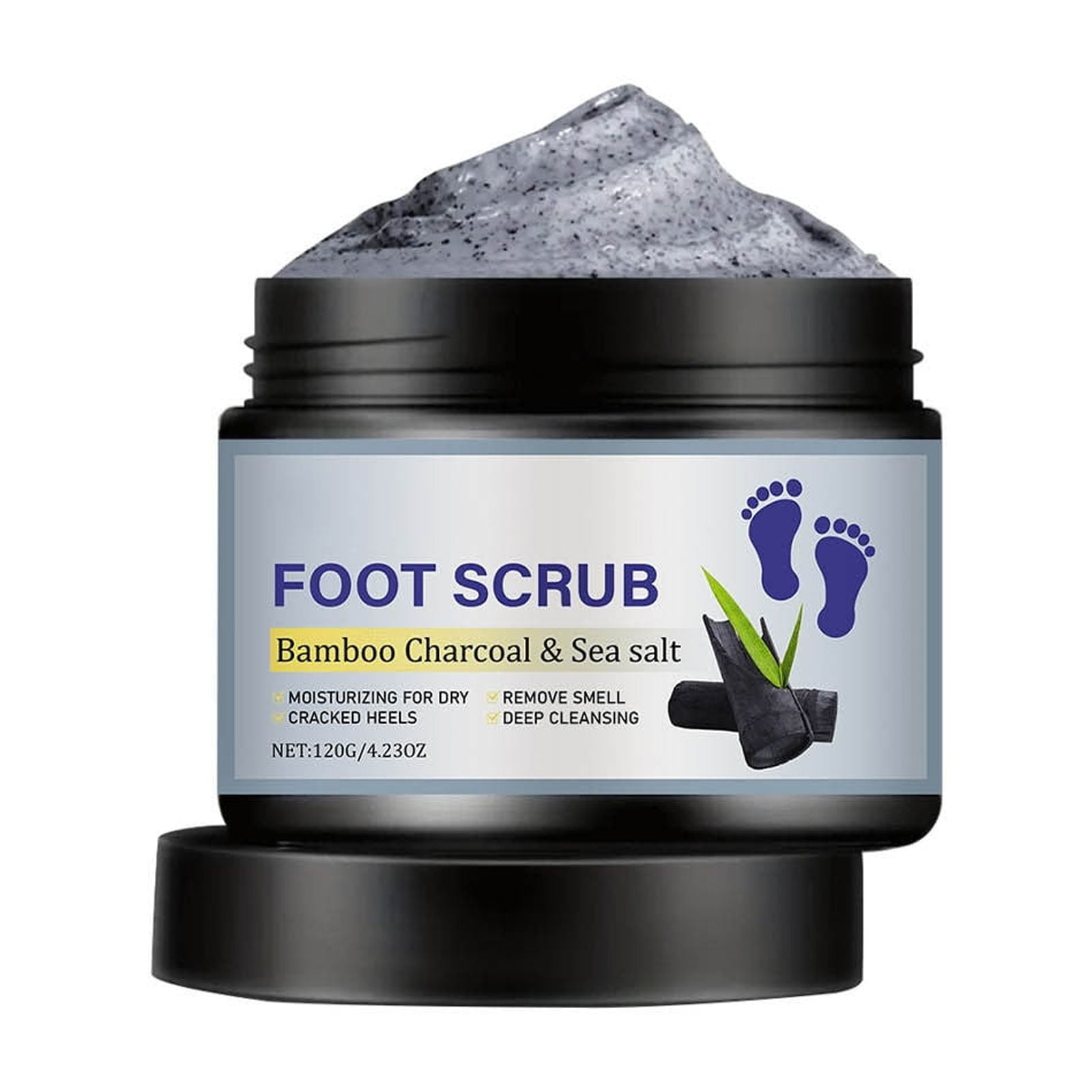 Costeam Bamboo Charcoal and Sea Salt Foot Scrub Exfoliator，Deep ...