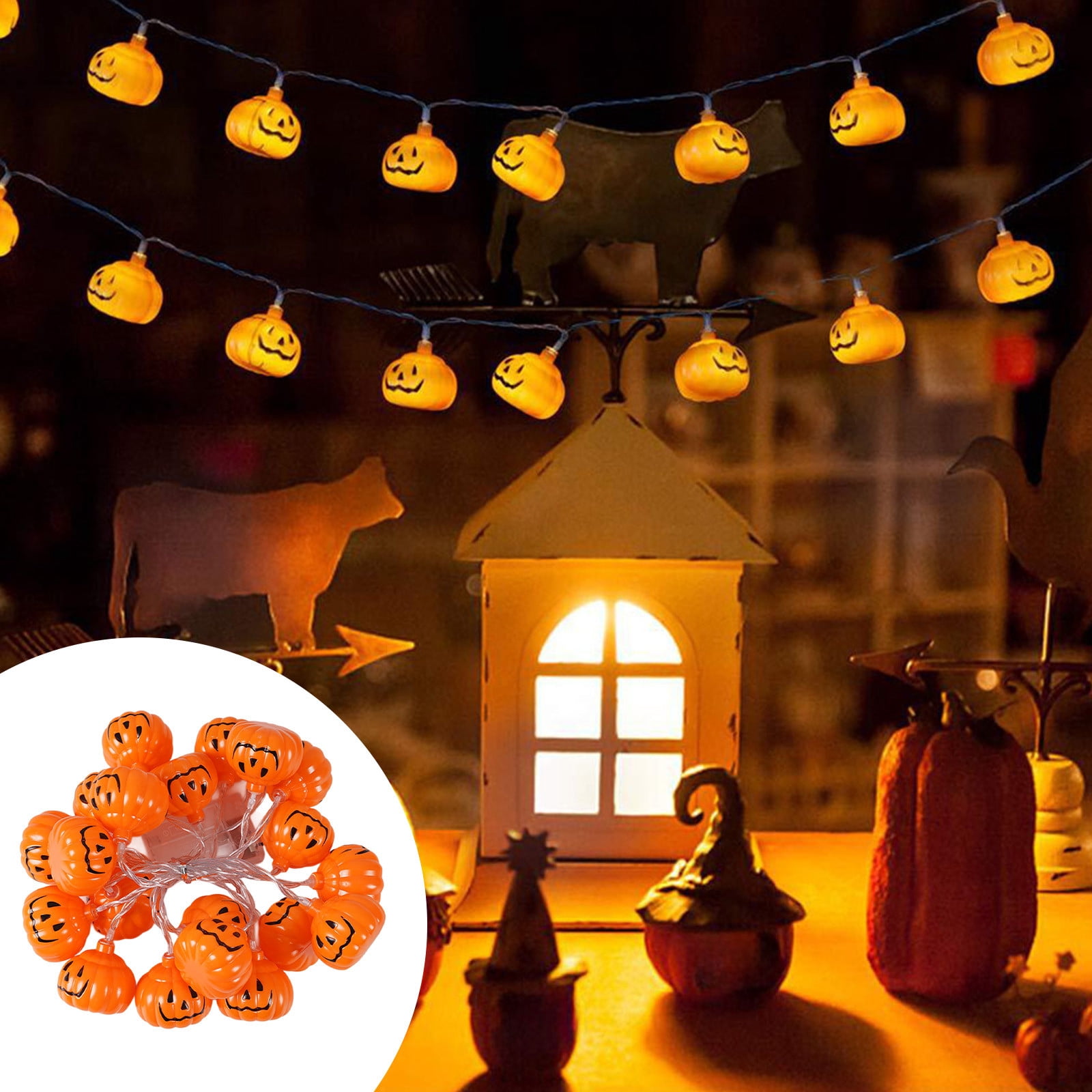 Costeam Battery Operated Pumpkin Lights for Halloween Decorations ...