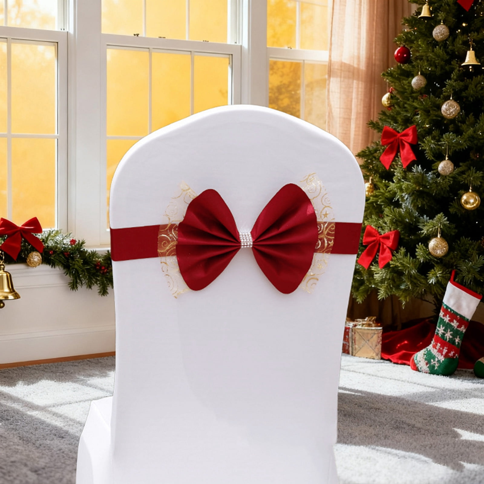 Costeam Bowknot Chair Cover Backrest Decoration for Home and Party ...