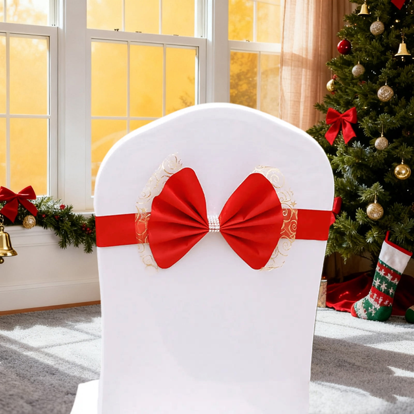 Costeam Bowknot Chair Cover Backrest Decoration for Home and Party ...