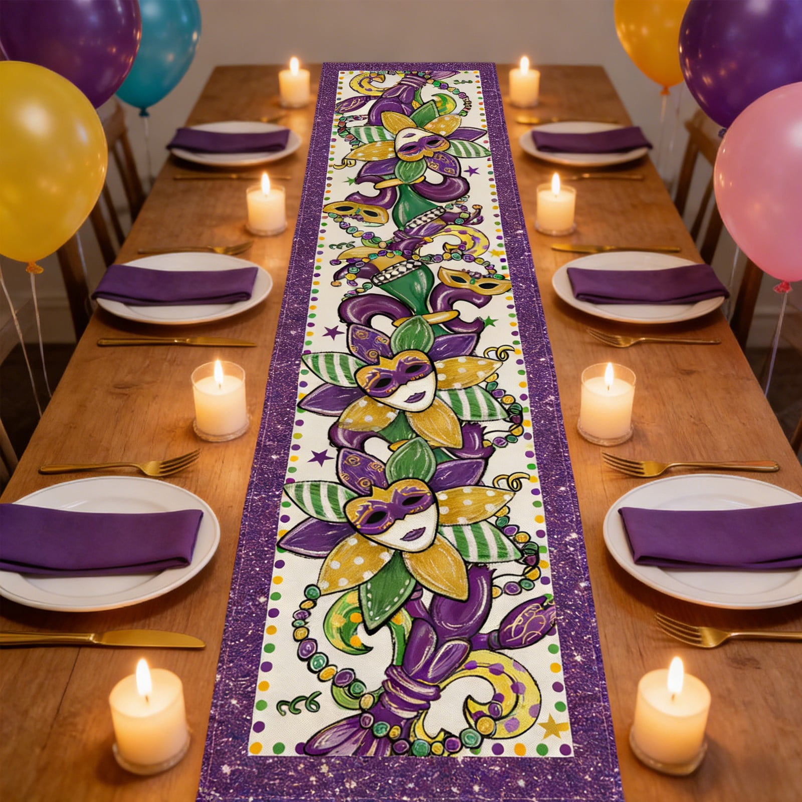 Costeam Carnival Table Runner Decorative Fabric Runner for Dining Table ...