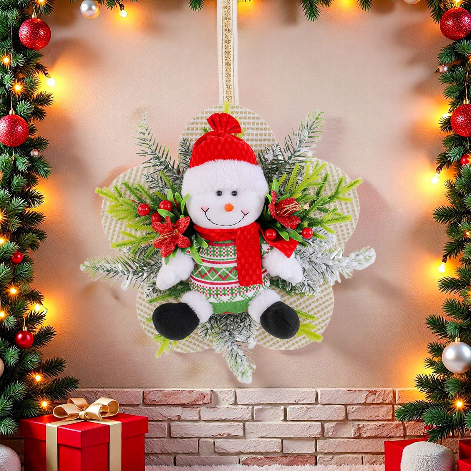 Costeam Christmas Door Hanging Tree Pendant Set Soft Fabric Santa ...