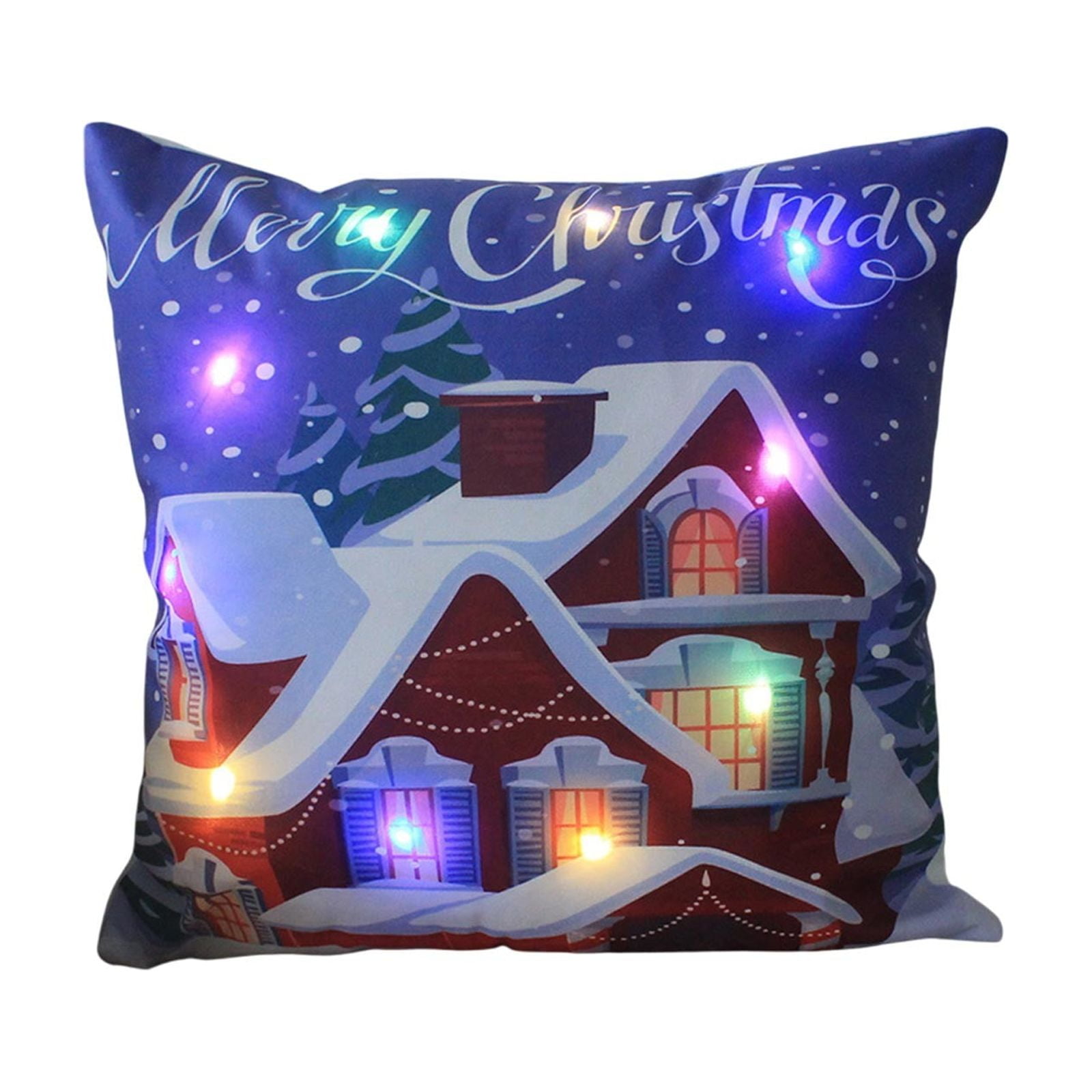 Costeam Christmas LED Flashing Pillow Two-Mode Switch Flash/Steady On Printed Sofa Cushion ...