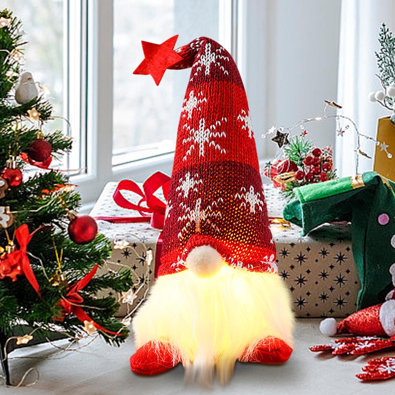 Costeam Christmas Plush Gnomes, Lighted Handmade Mini gnome, Light Up ...