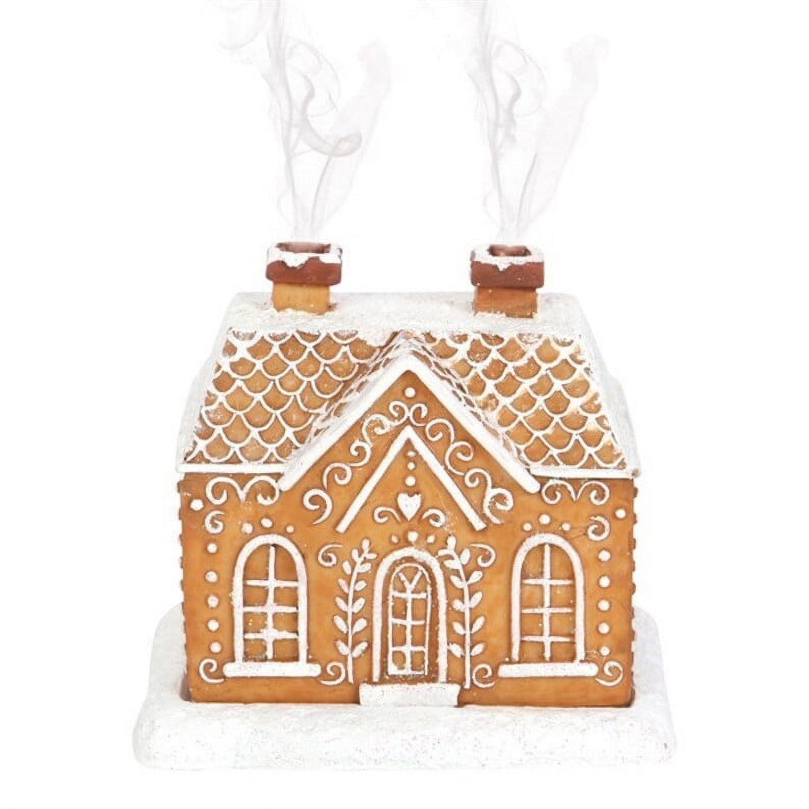 Costeam Christmas Resin Snowy Winter Cabin Chimney Decoration with ...