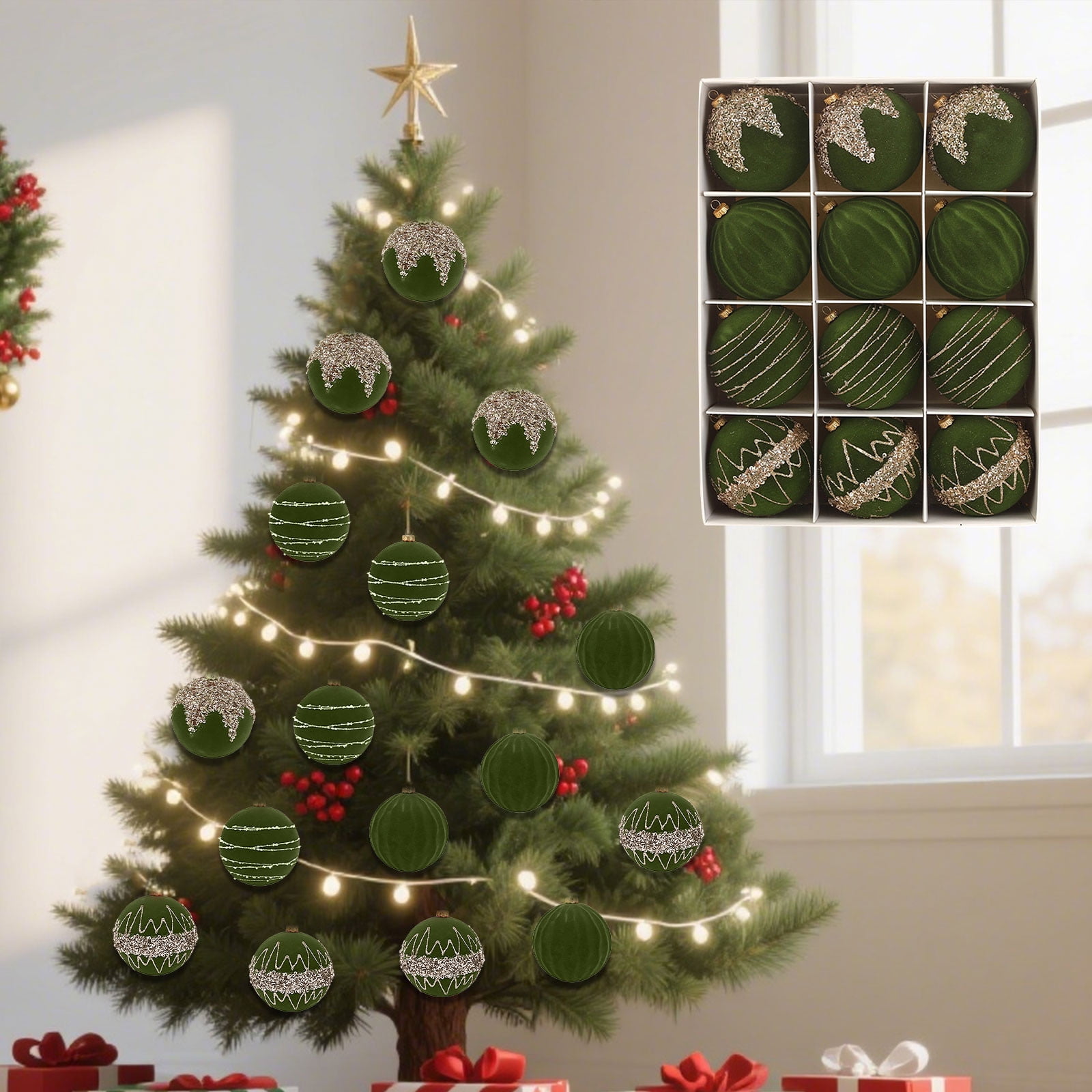 Costeam Christmas Tree Ball Pendants Festive Hanging Ornaments Colorful ...